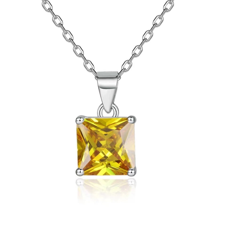 APIPEE Colored Gem Pendant Women's 18K Gold Plated Moissanite Necklace ...