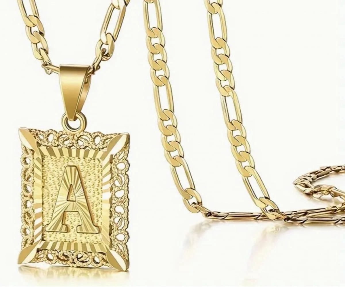 APIPEE 14K Gold Plated Initial Letter Pendant Necklace for Men and ...