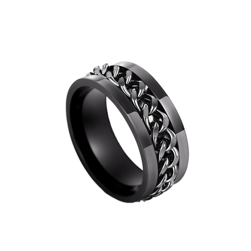 APIPEE Mens Titanium Ring Wedding Band Chain Buckle Rotatable Design ...