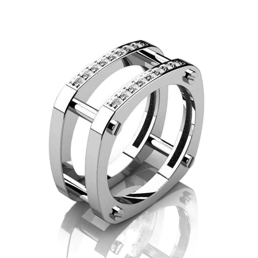 APIPEE Mens Titanium Ring Wedding Band Cubic Zirconia Accessories Punk ...