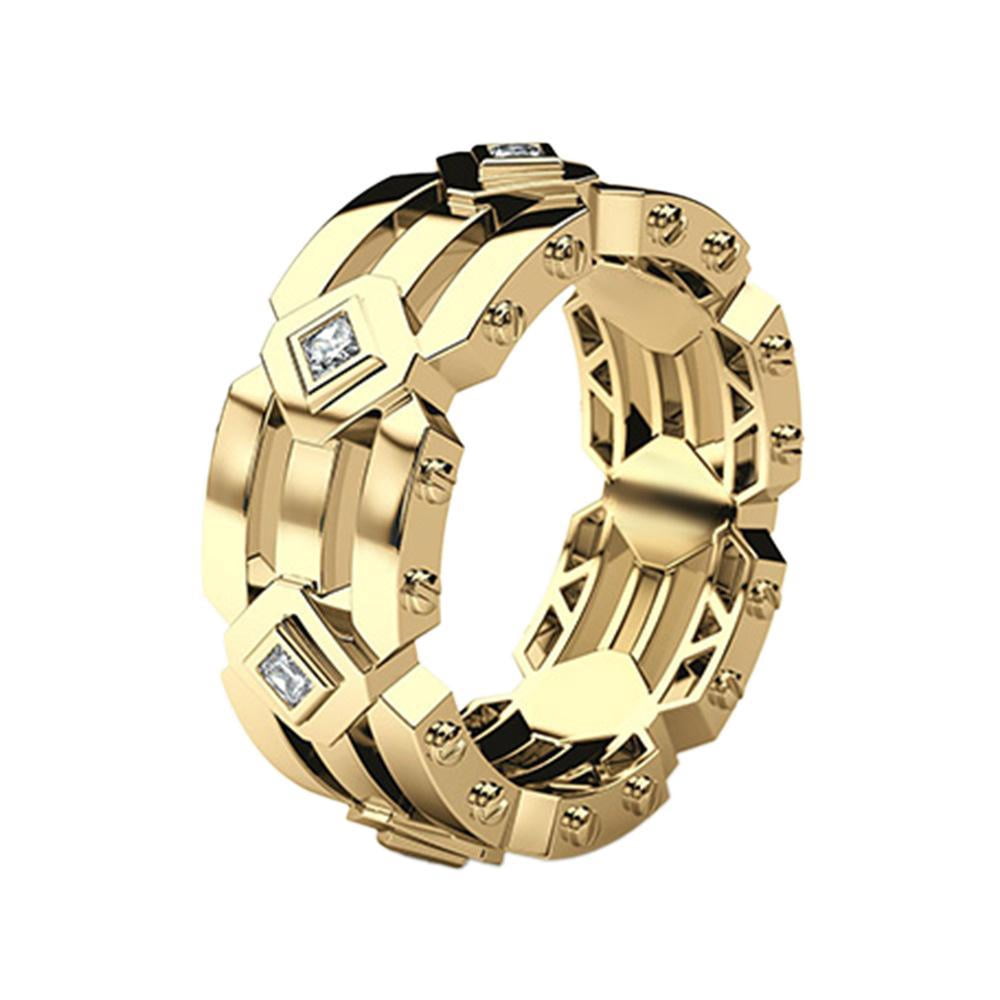 APIPEE Mens Titanium Ring Wedding Band Cubic Zirconia Fashion Modern ...