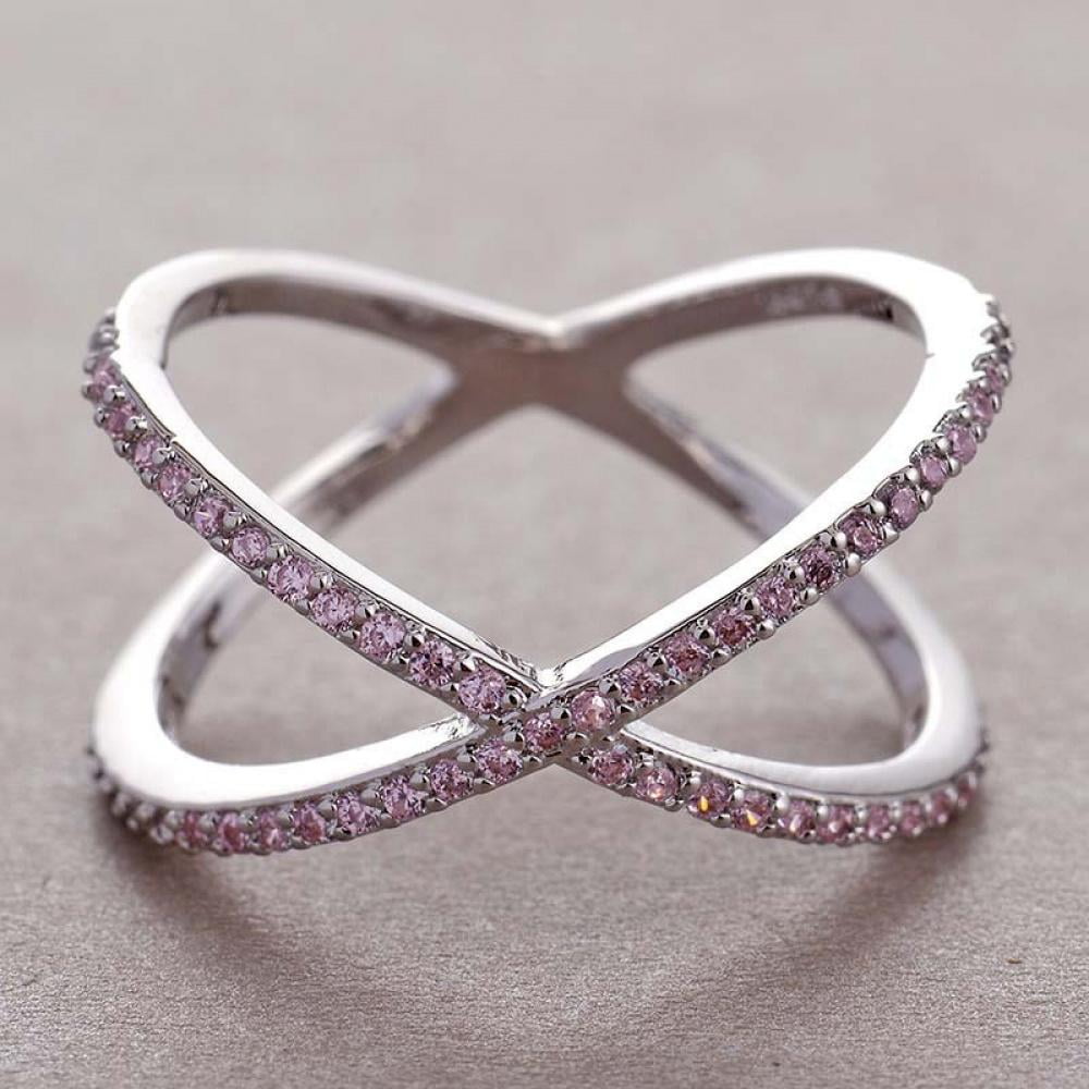 APIPEE Modern Promise Ring Anniversary For Women Ladies Sparkling ...
