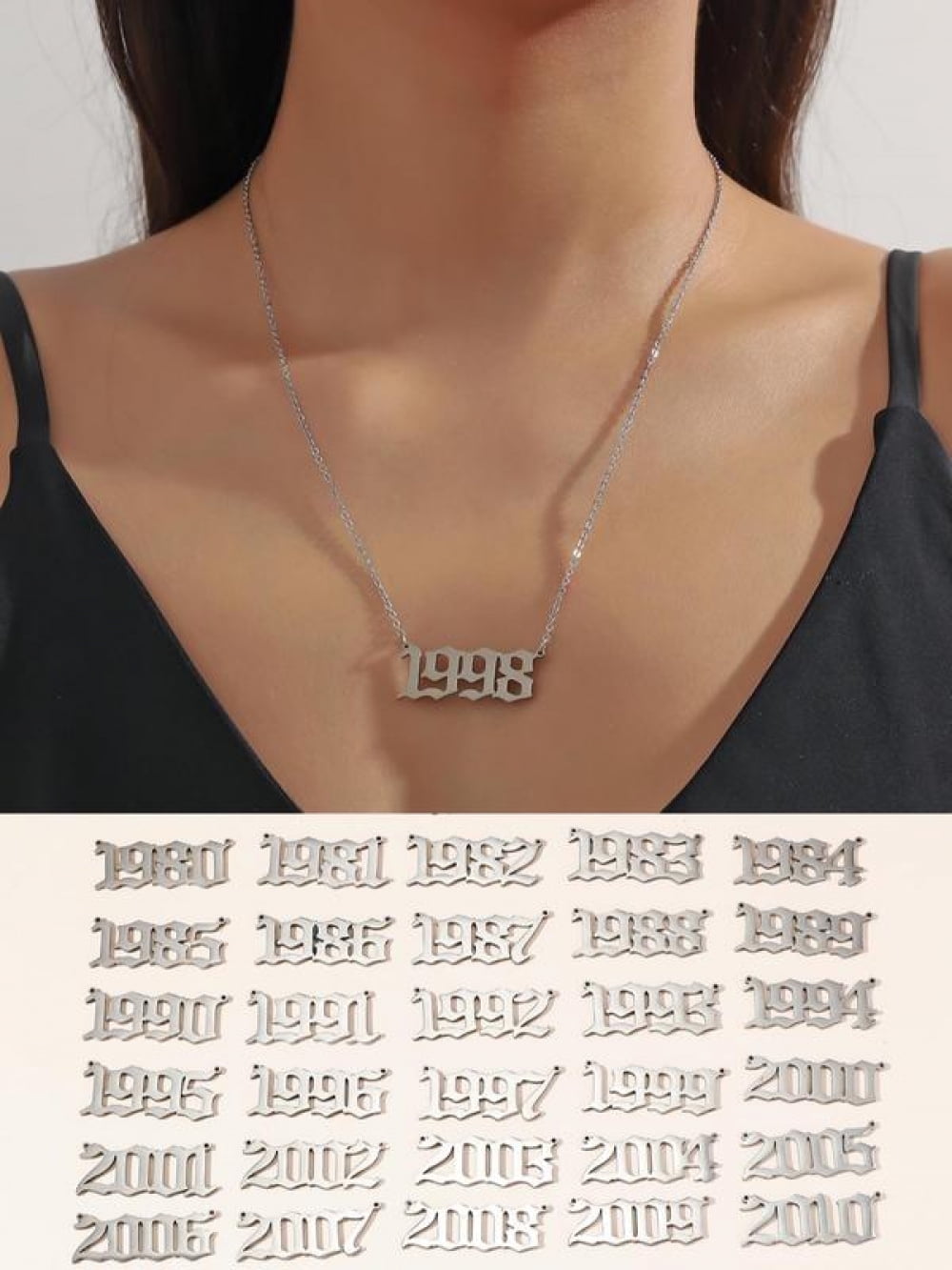 APIPEE Spring Street Style Year Number Charm Necklace Stainless Steel ...