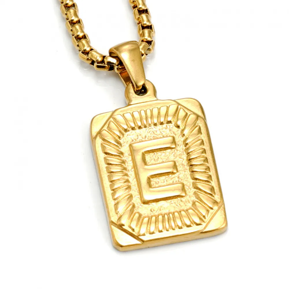 APIPEE Square Initial Letter Pendant Necklace for Men and Women – 18K ...