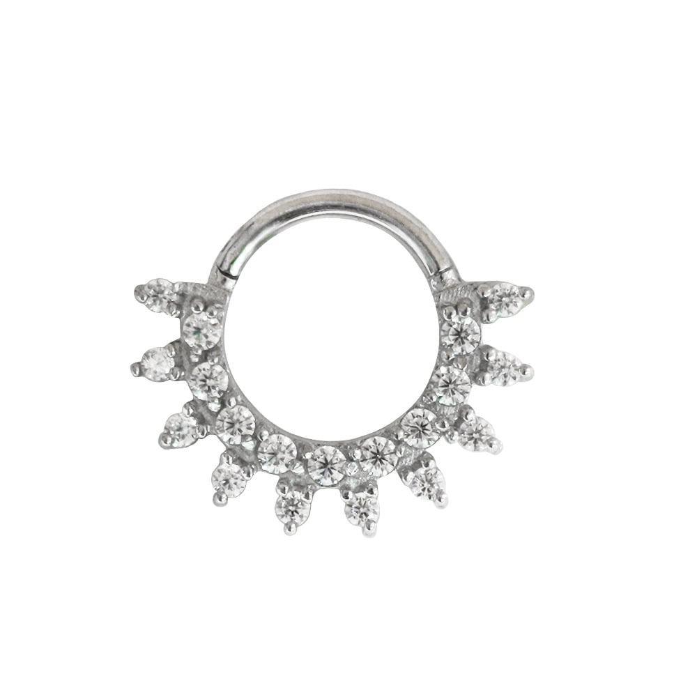 APIPEE Titanium Micro Cubic Zirconia Hinged Nose Hoop Ring Body Jewelry ...