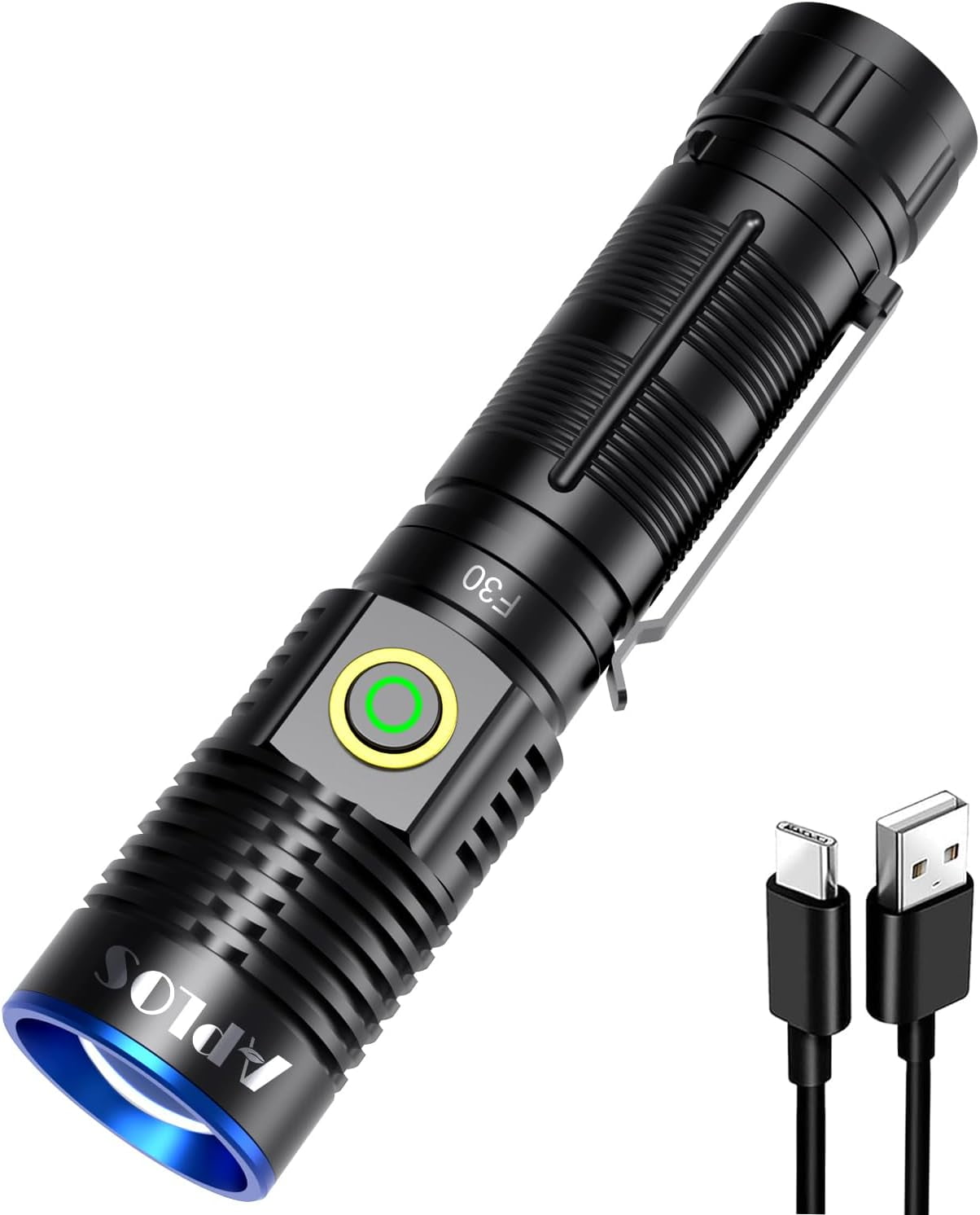 APLOS F30 3000 Lumens LED Zoom Flashlight, EDC Tactical, Rechargeable ...