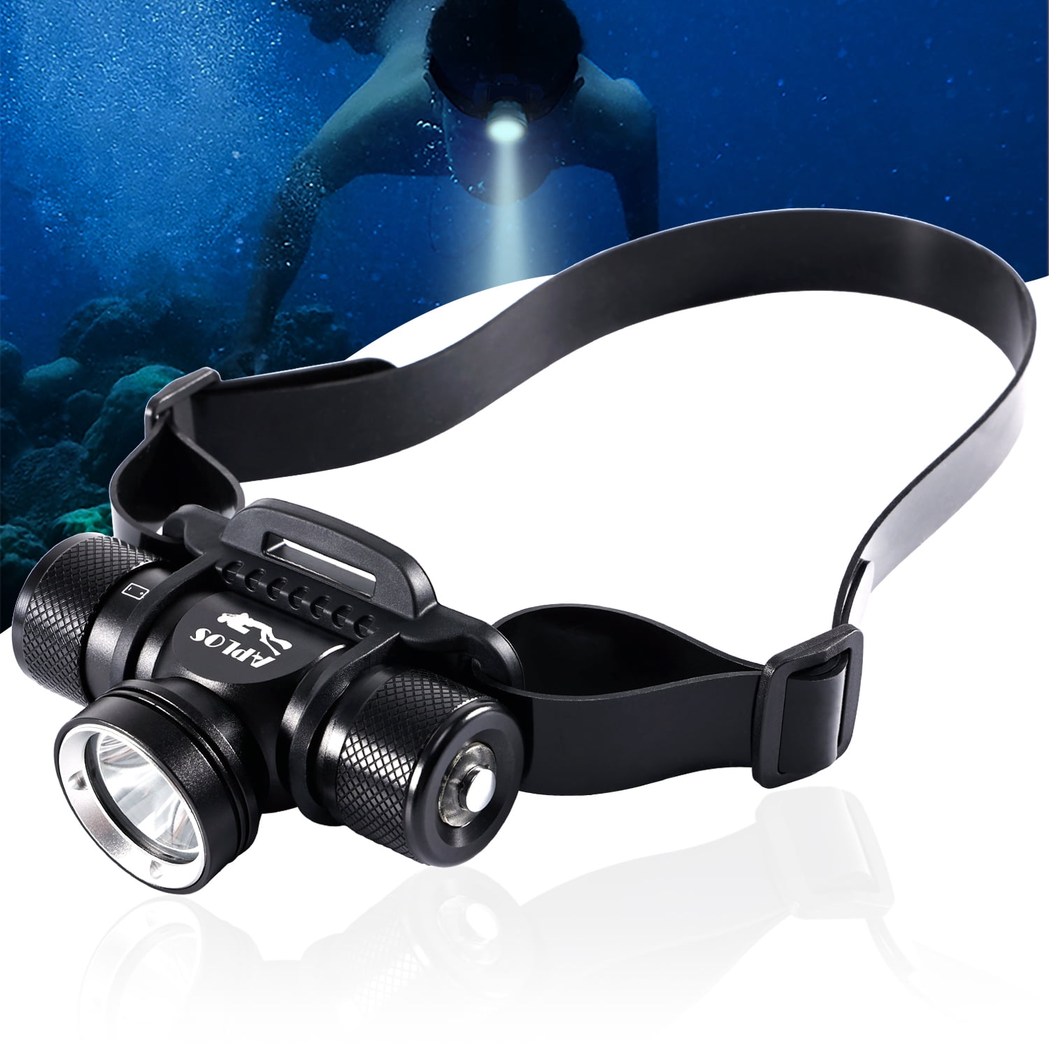 APLOS HP900 Diving Headlamp Rechargeable - 3000 Lumen Scuba Dive ...