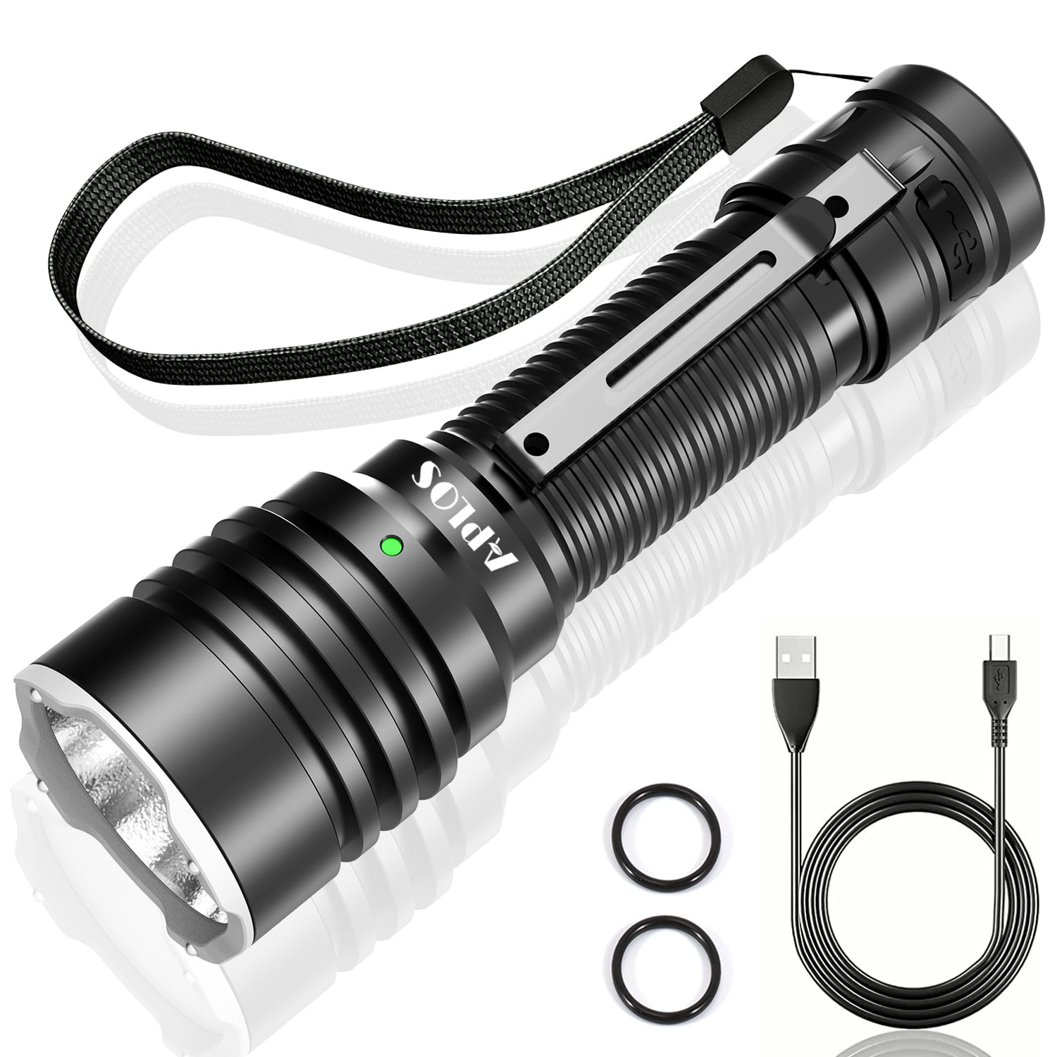 APLOS T03 Max Tactical Torch, Professional 5000 Lumen LED Flashlight, Rechargeable, 500M Range ...