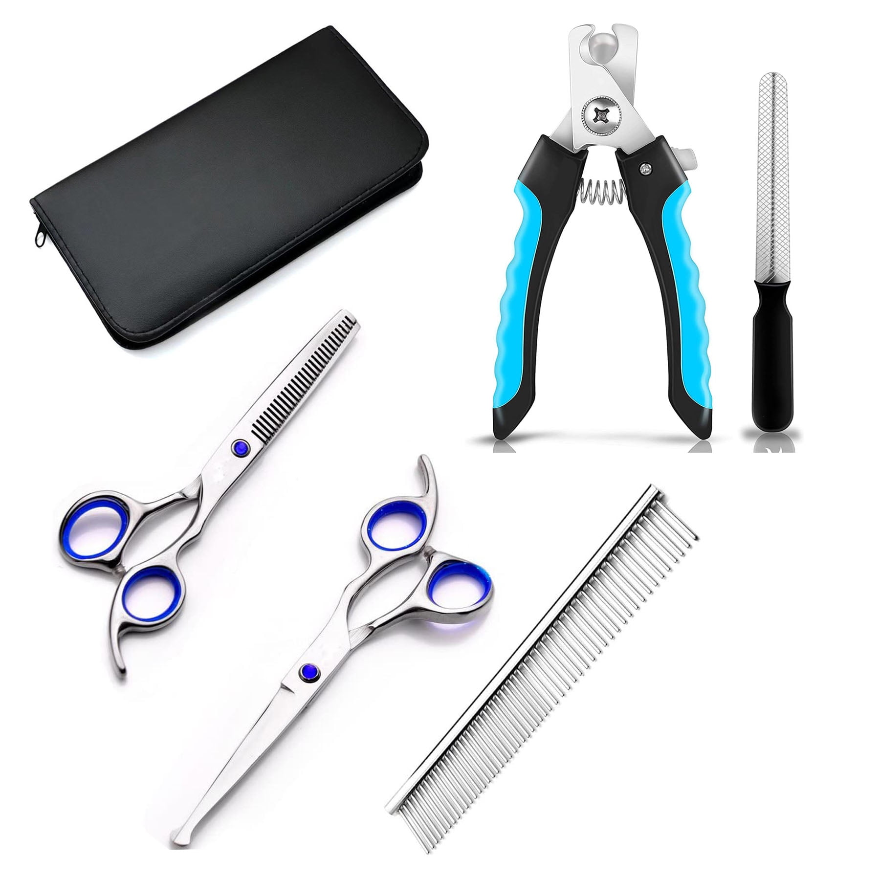 APLSTOW Pet Grooming Scissors Set,Pet Nail Clipper with Sharpener+ ...