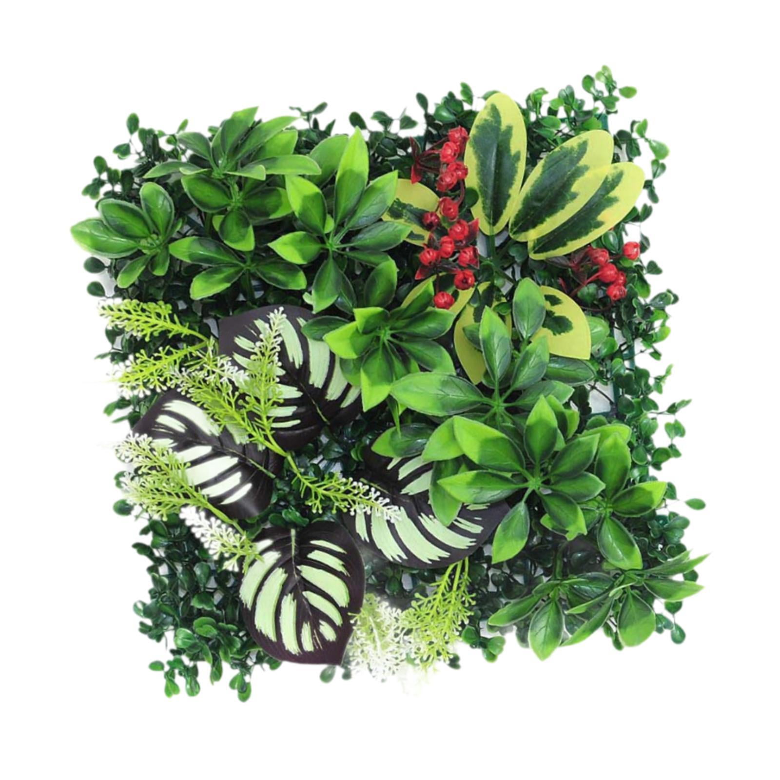 APLVFFZH 25x25cm Artifical Grass Panel Wall Backdrop Green Leaves Wall ...