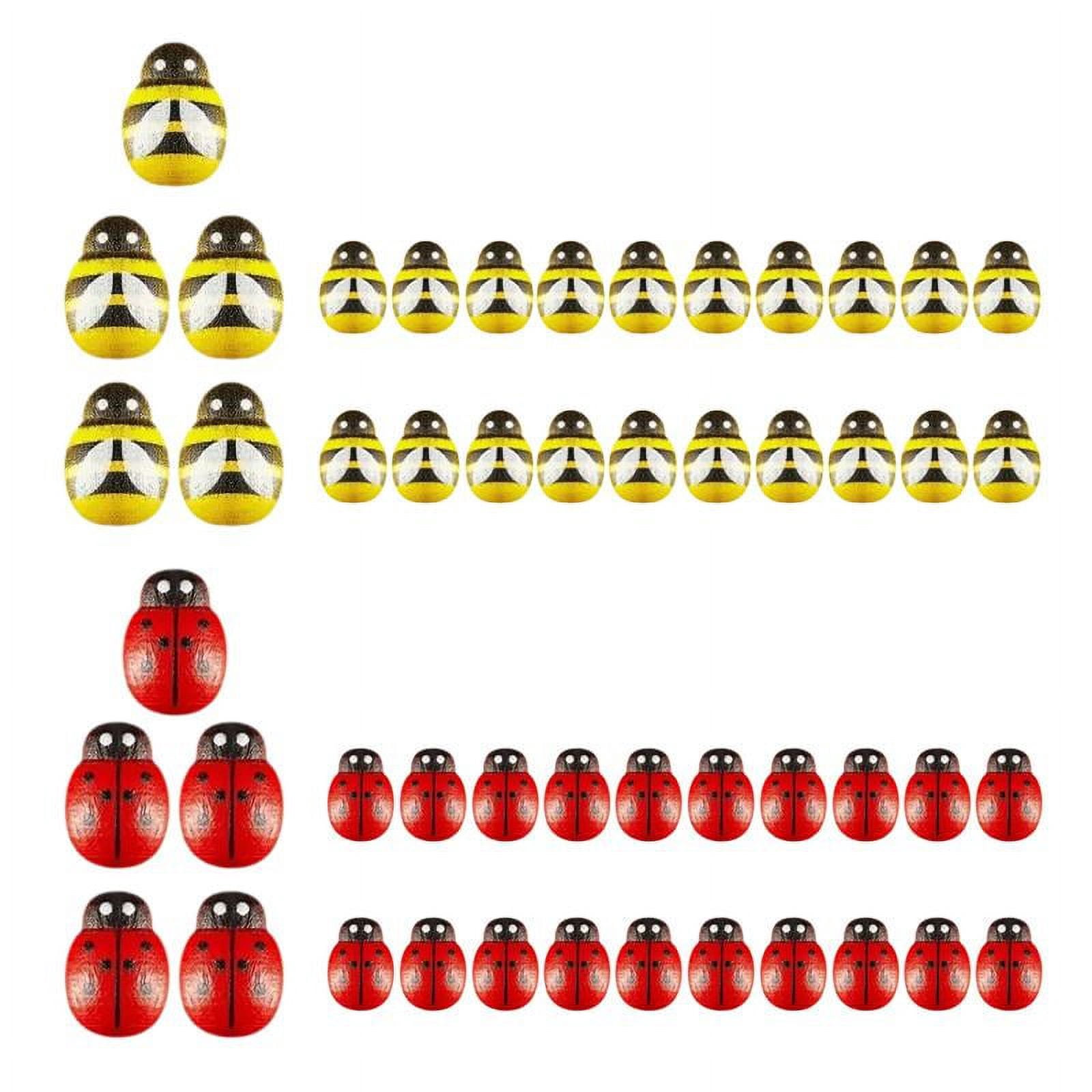 APLVFFZH 50x Wooden Bee Ladybug Push Pins Decorative Reusable Home ...