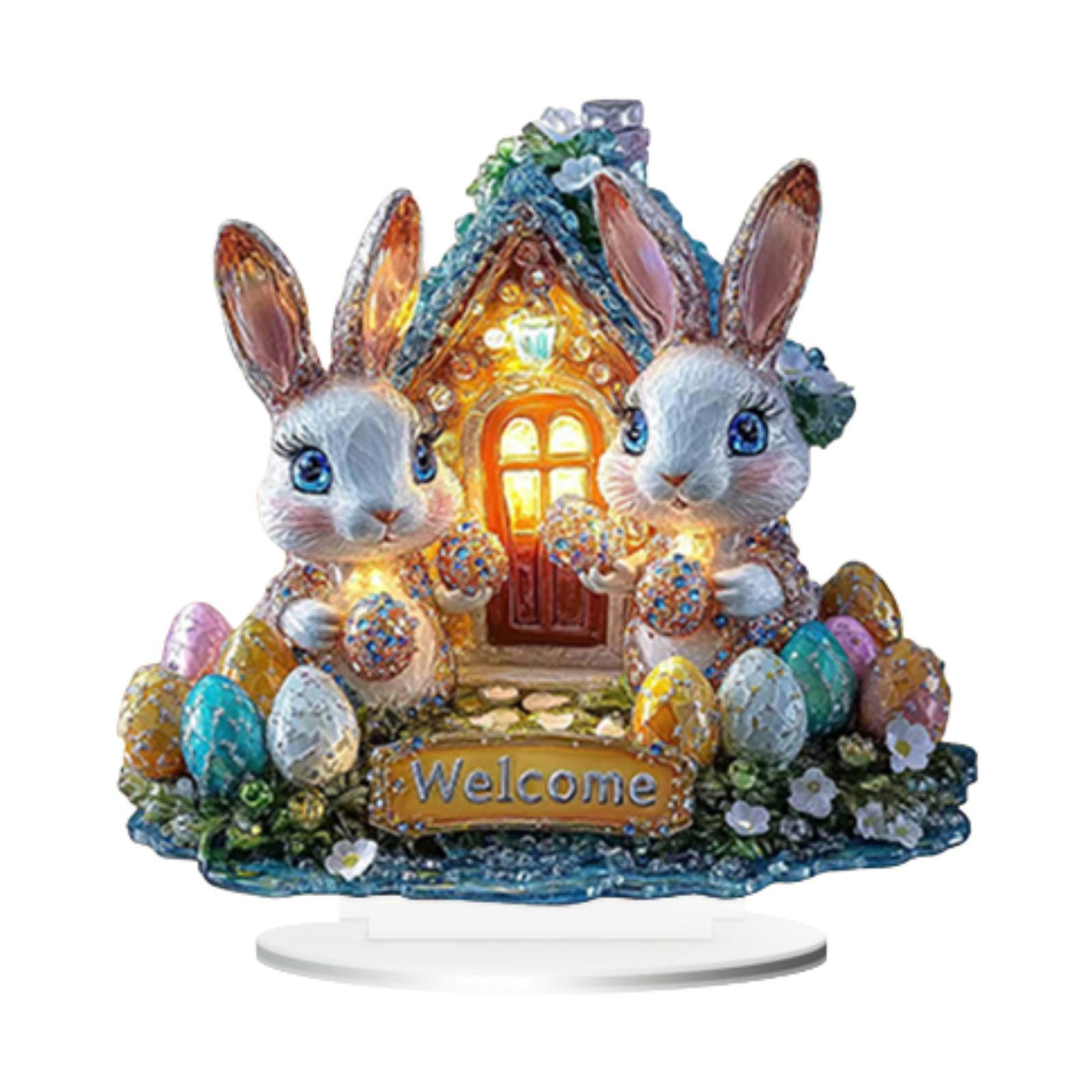 APLVFFZH Acrylic Easter Bunnies Decor 2D Flat Sign for Fireplace Corner ...