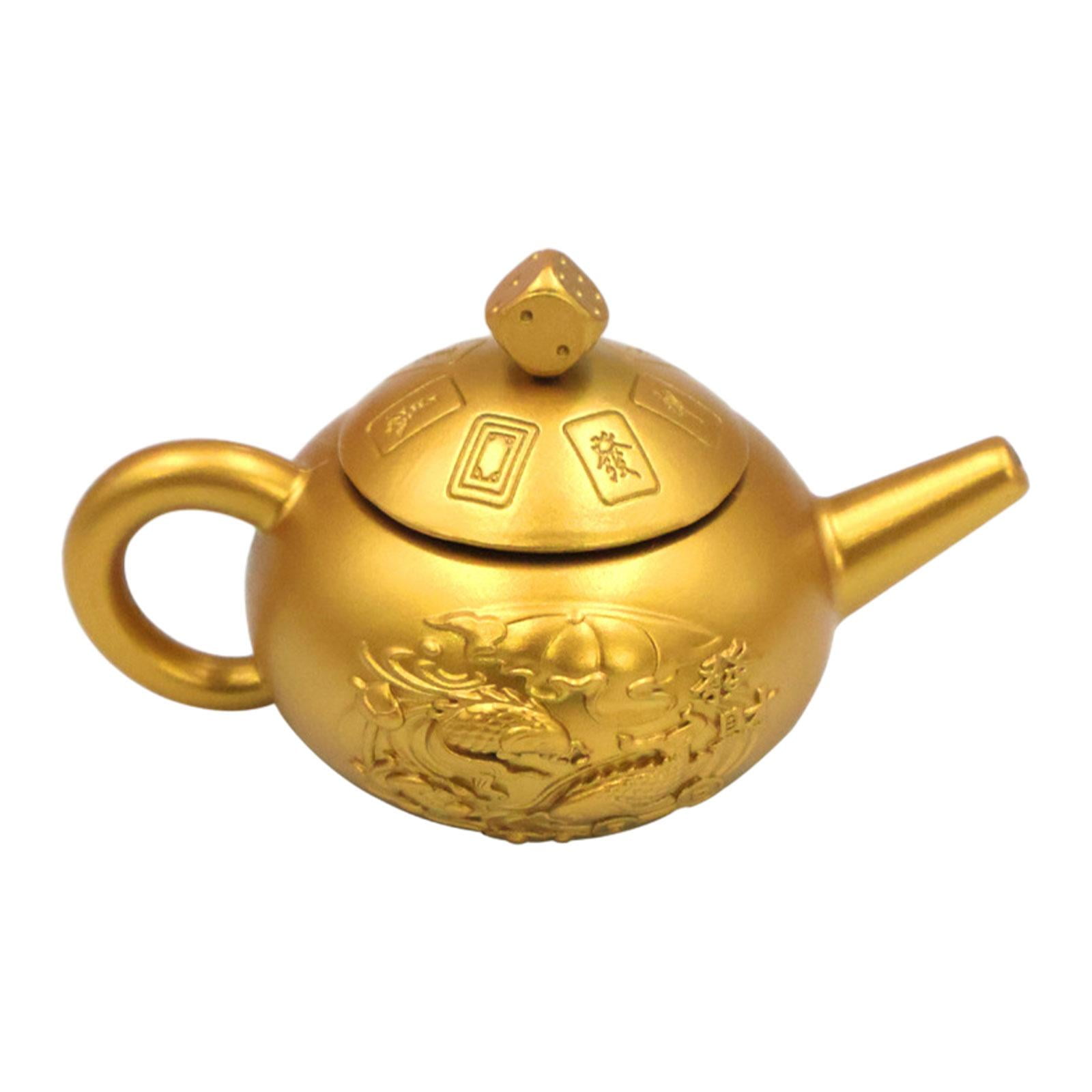 APLVFFZH Copper Mini Teapot Decoration 2.7x1.6inch Traditional Golden ...