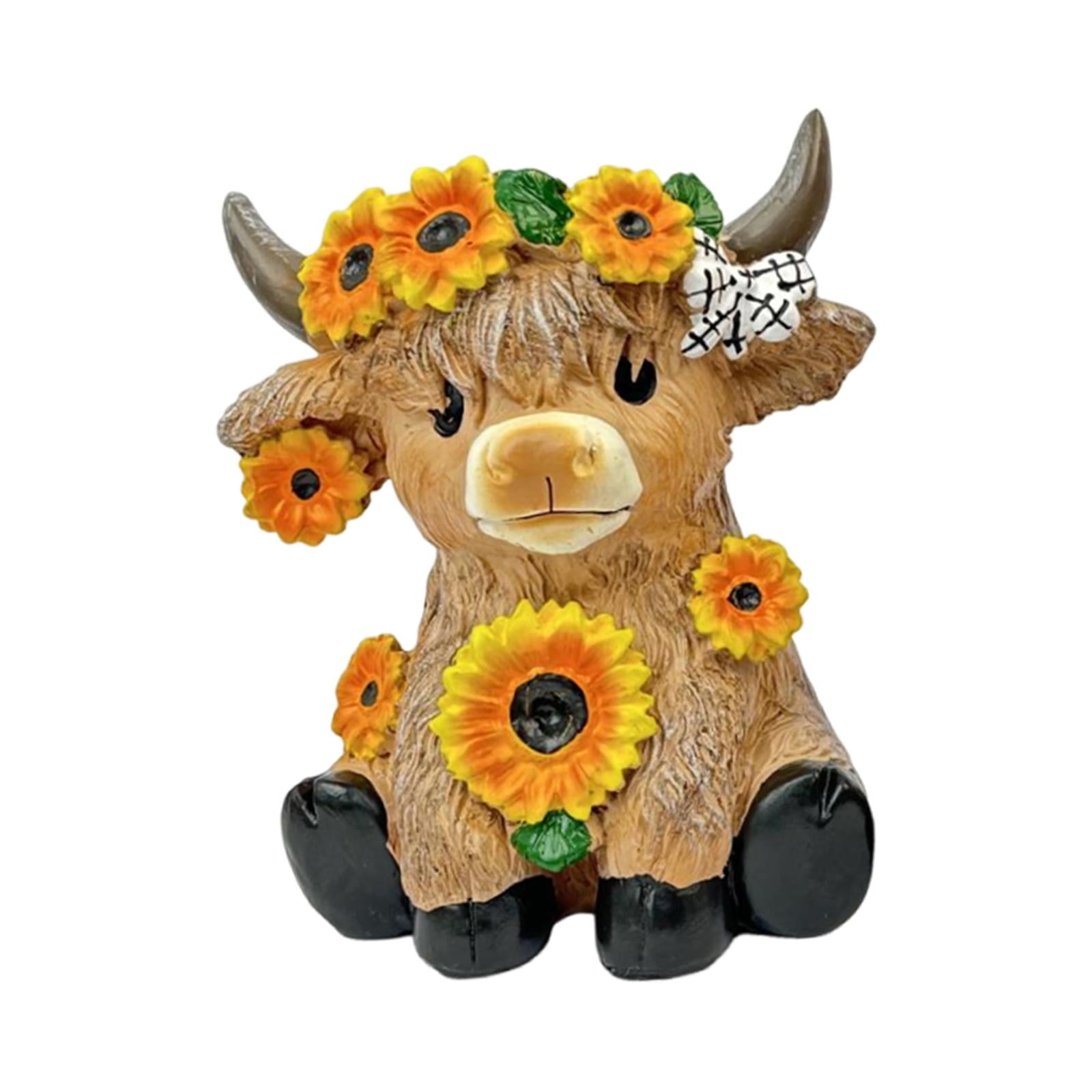 APLVFFZH Cow Gnomes Vase Statue Portable Resin Flower Pot for Indoor ...