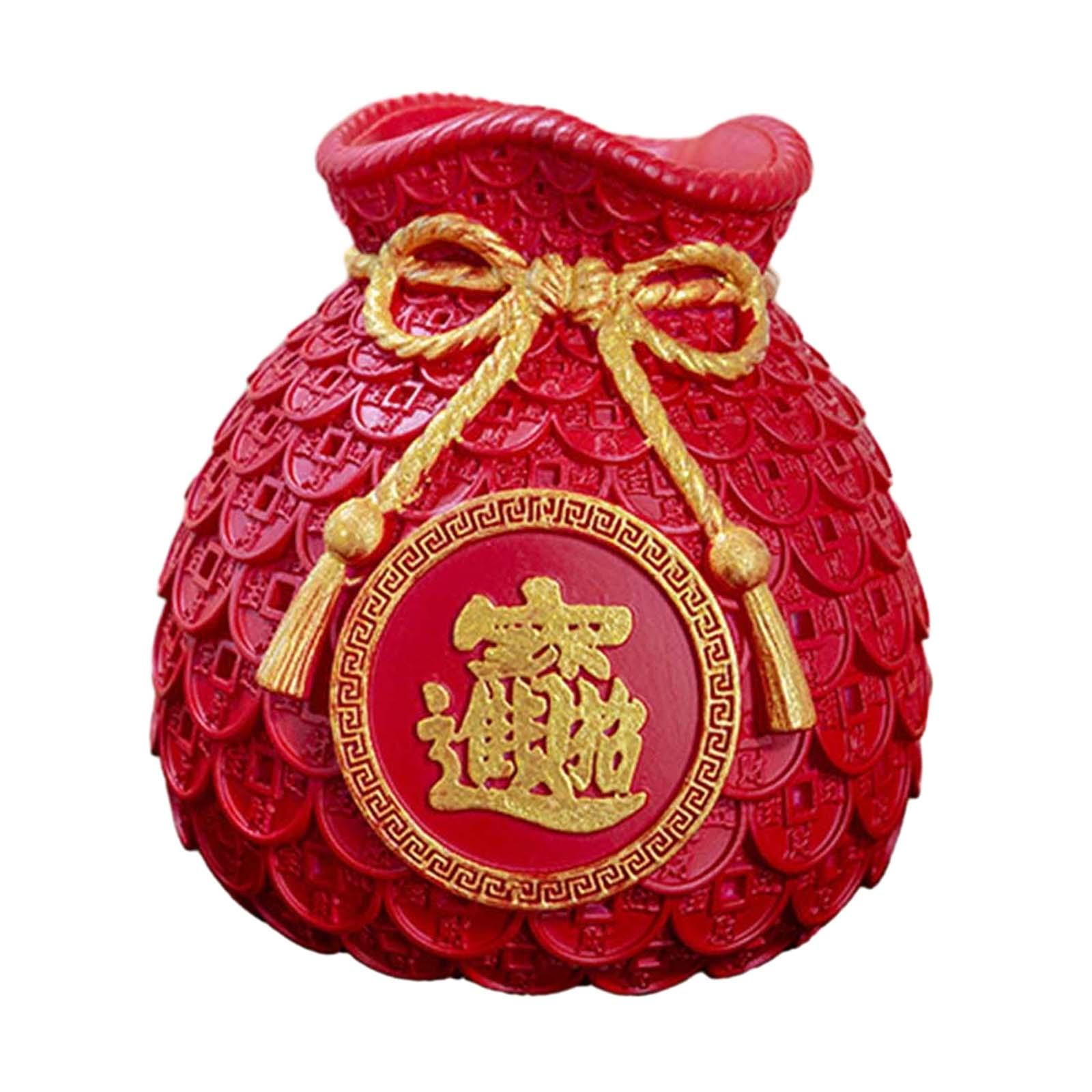 APLVFFZH Figurine Resin Blessing Bag Ornament Saving Pot Art with Gift ...