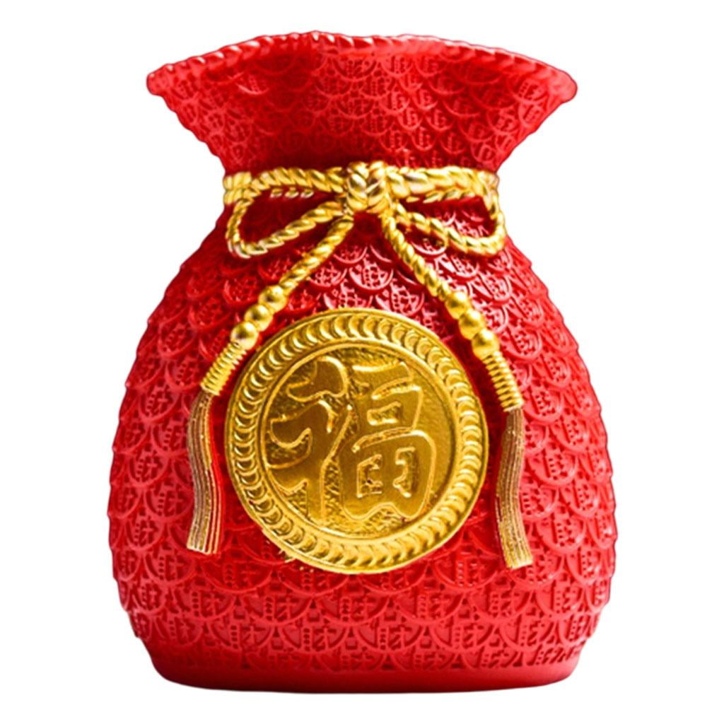 APLVFFZH Golden Flower Vase Planter Pot Shape Feng Shui Money Bank Art ...