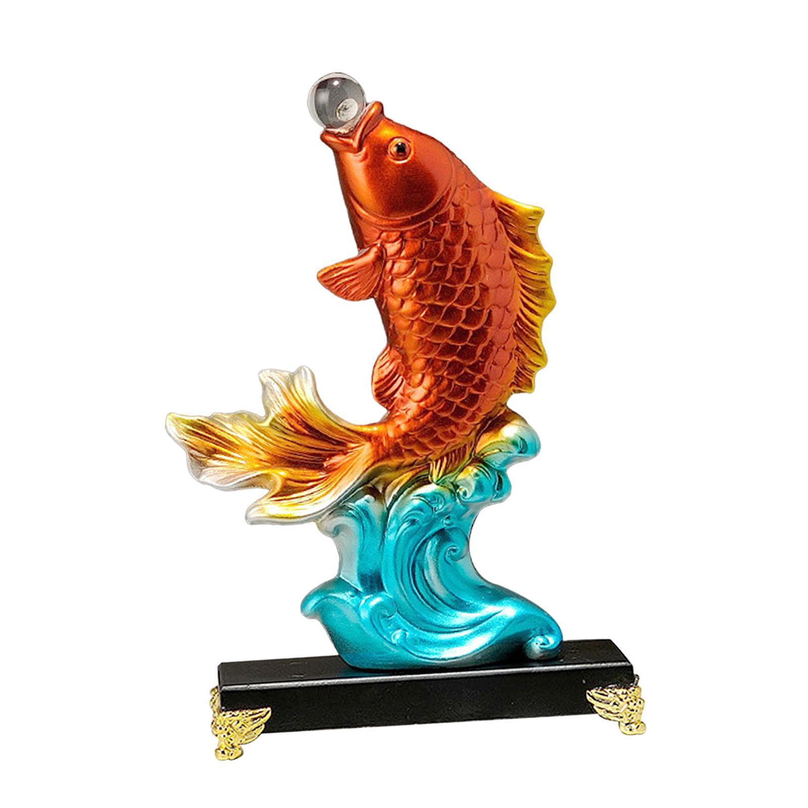 APLVFFZH Koi Statue Art Crafts Collection Tabletop Ornament Prosperity ...