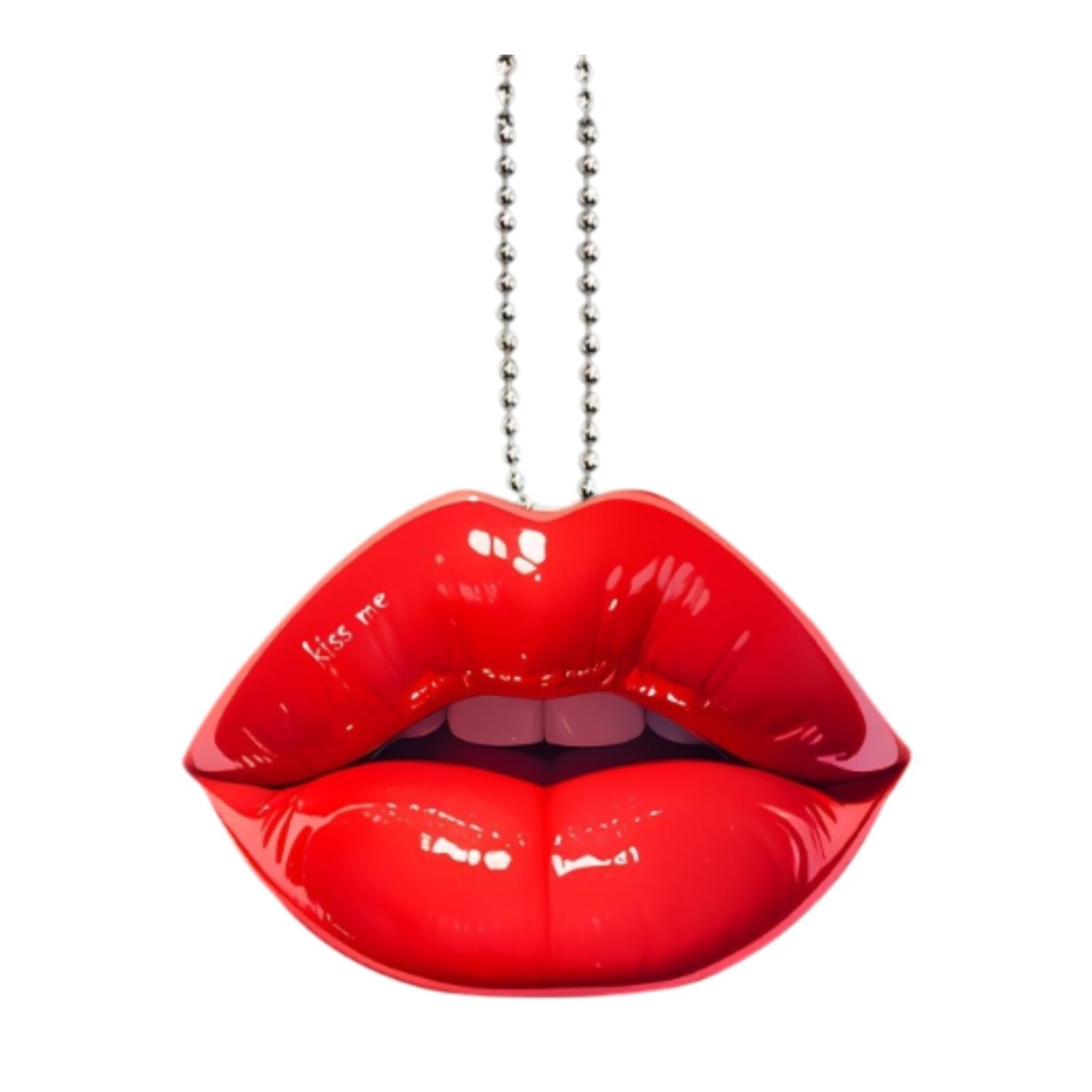 APLVFFZH Pouty Red Lip Hanging Decorations 2D Backpack Pendant for ...