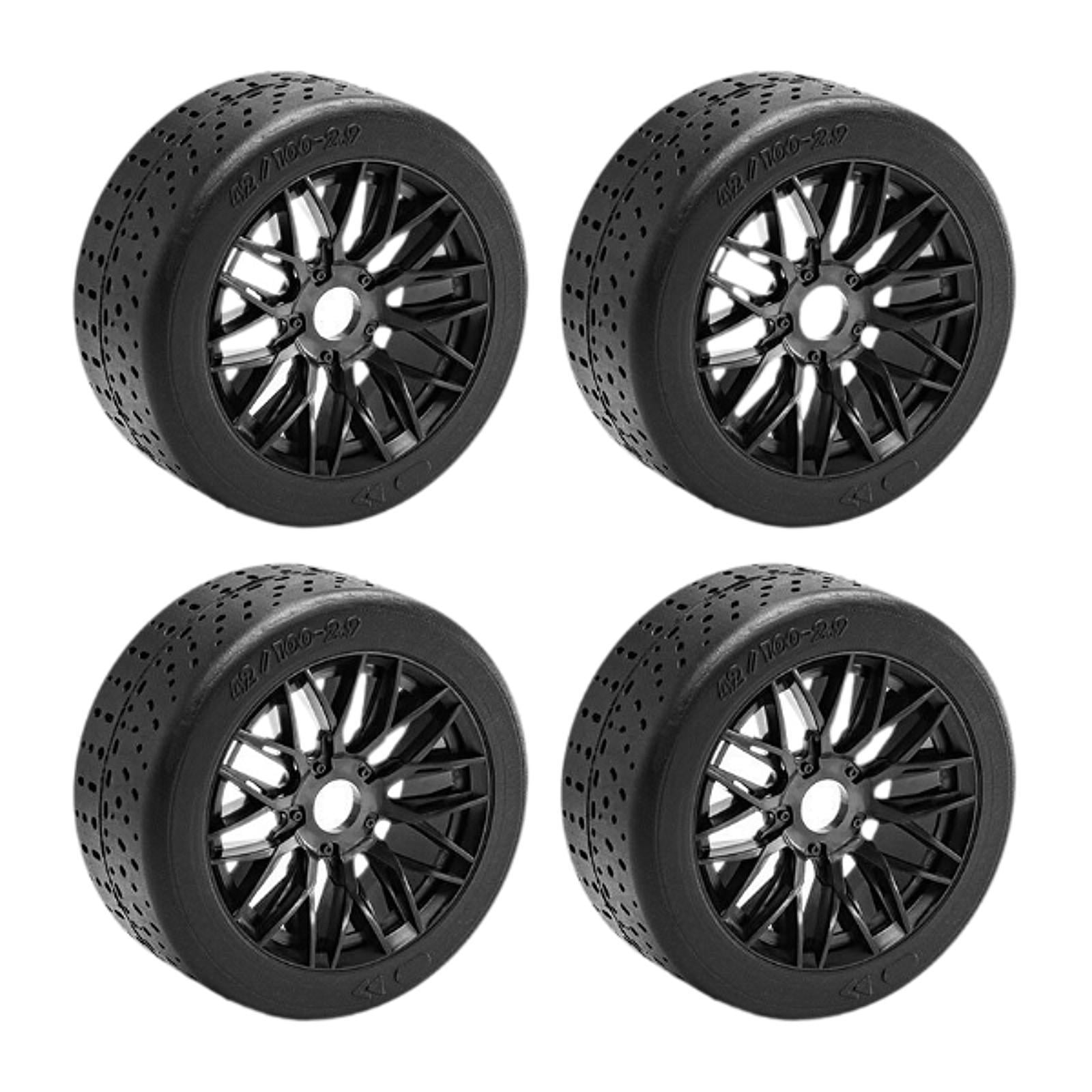 APLVFFZH RC Wheels Tires 1/8 1:7 Scale Wheel Tires for Vehicles Modified Car DIY Accs black ...