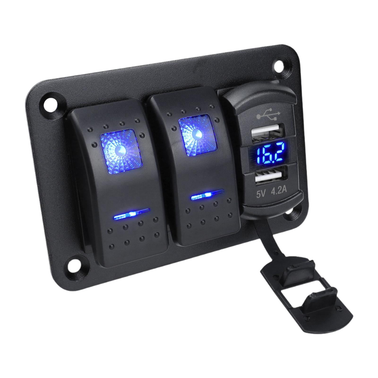 APLVFFZH Rocker Switch Panel 4.2A Double USB Charger Voltmeter for Car ...