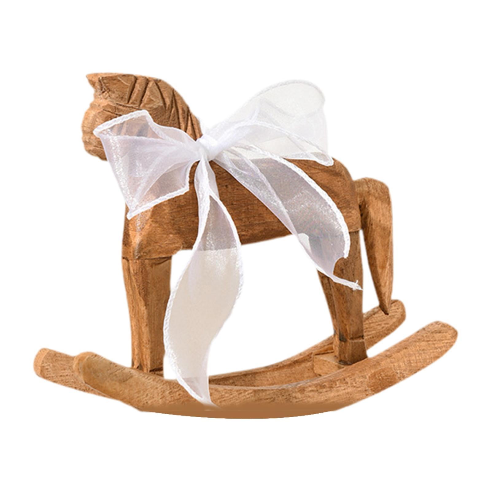 APLVFFZH Rocking Horse Statue Centerpiece Art Crafts Minimalist Wooden ...