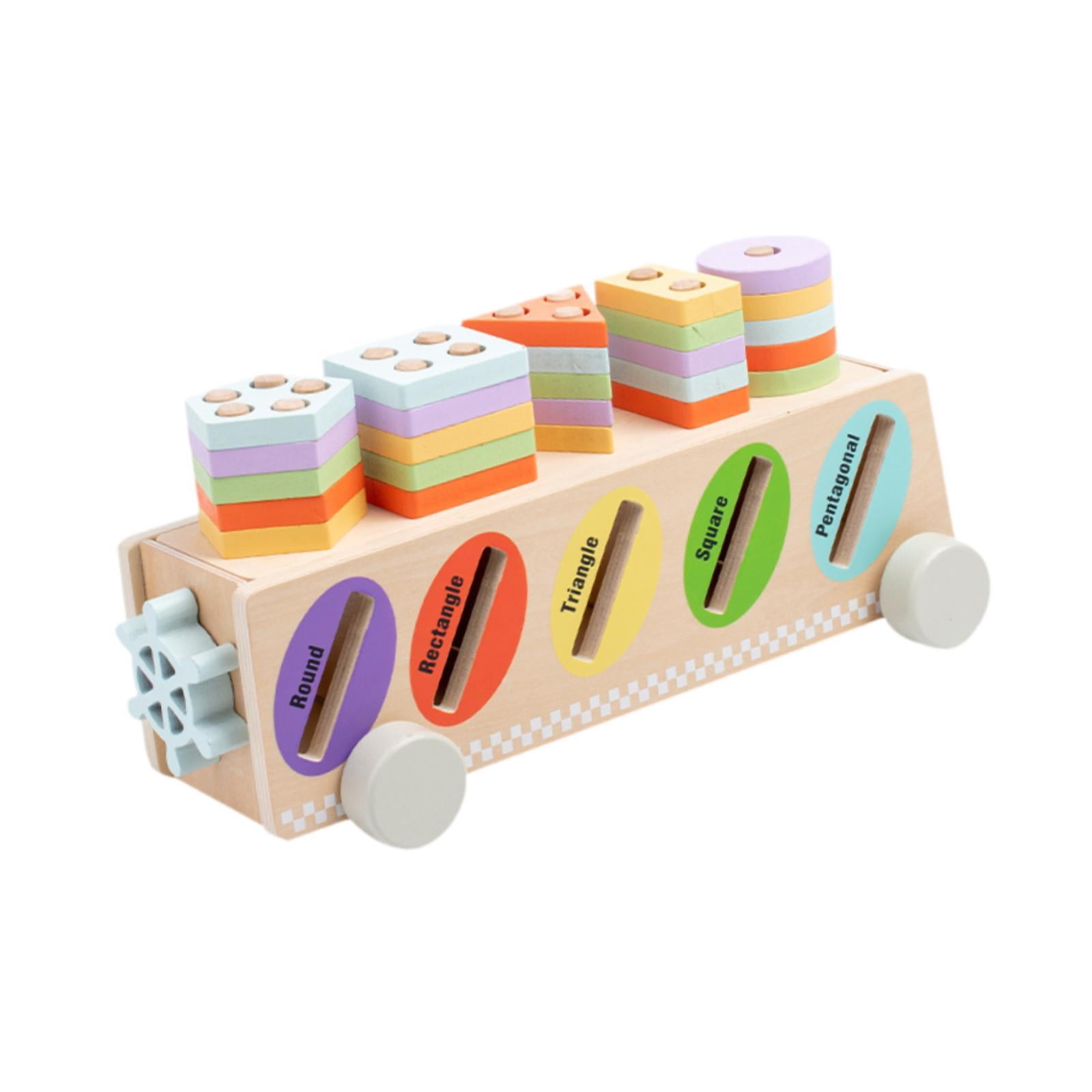 APLVFFZH Wood Shape Sorter and Color Stacker Matching Puzzle Learning ...