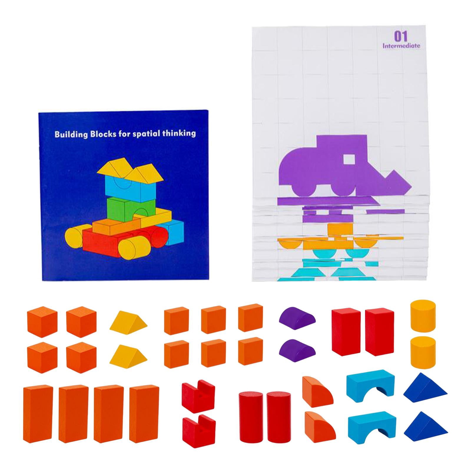 APLVFFZH Wooden Shape Learning Imagination Educational Space Stacking ...