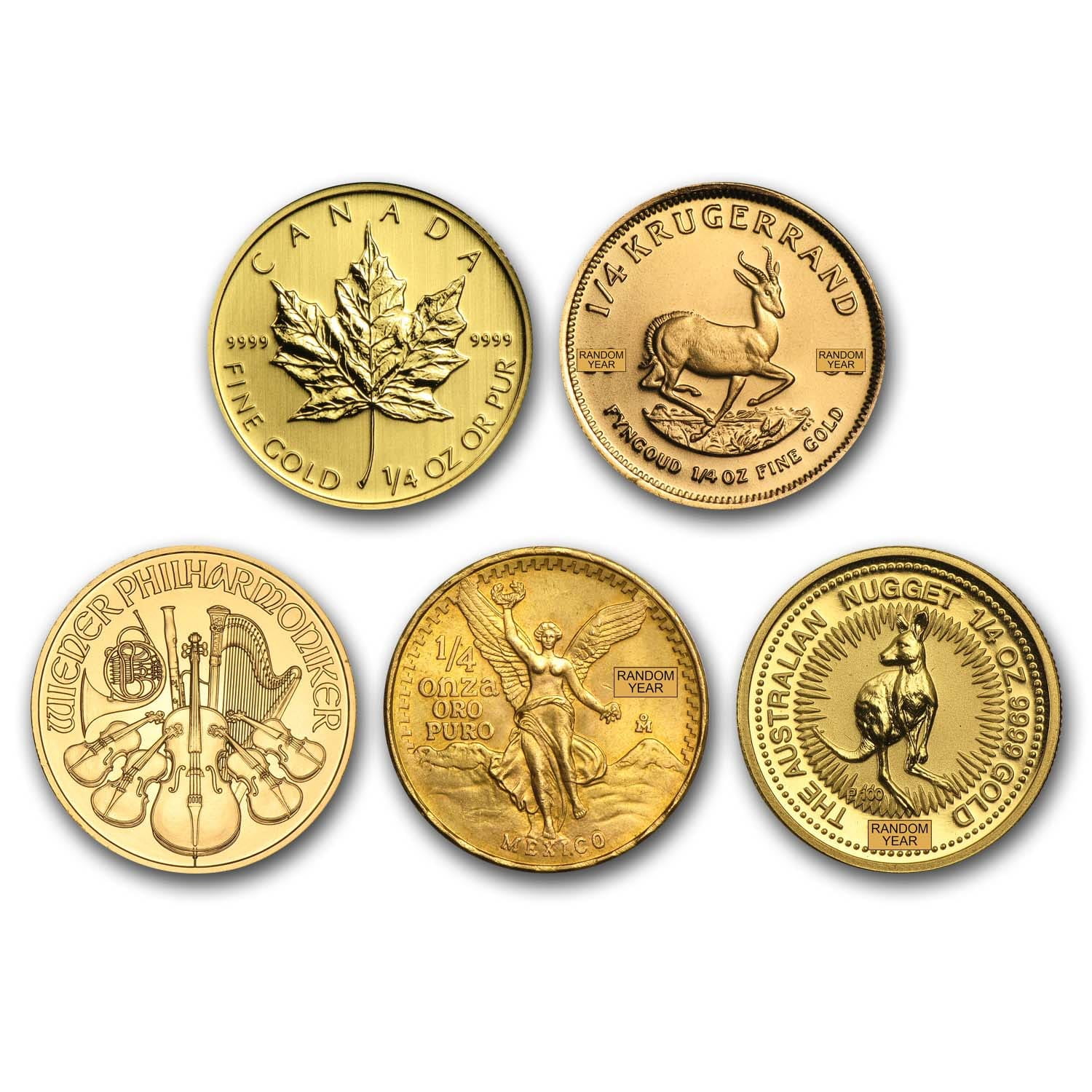 1/4 oz Government-Minted Gold Coin - Random Mint, Investment Bullion ...
