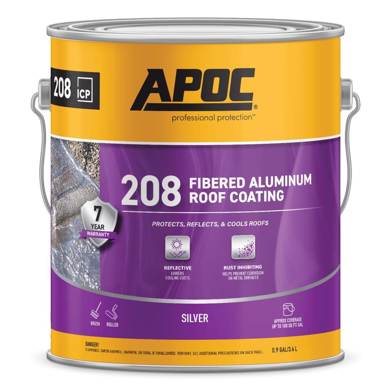 APOC High-Gloss Silver Fibered Aluminum Roof Coating 1 gal - Walmart.com