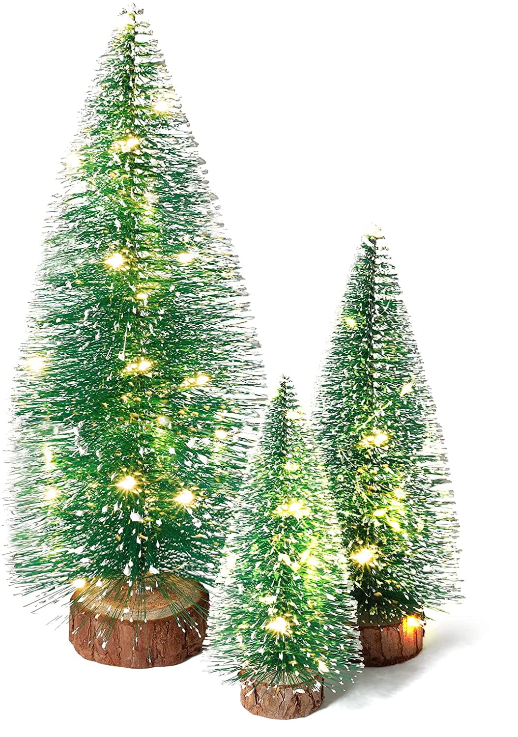 APODESS Mini Christmas Tree Set, 3 Sizes with LED Lights, Table Top ...