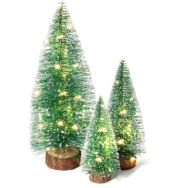 APODESS 3Pcs with Light Small Christmas Tree with Lights, Mini ...