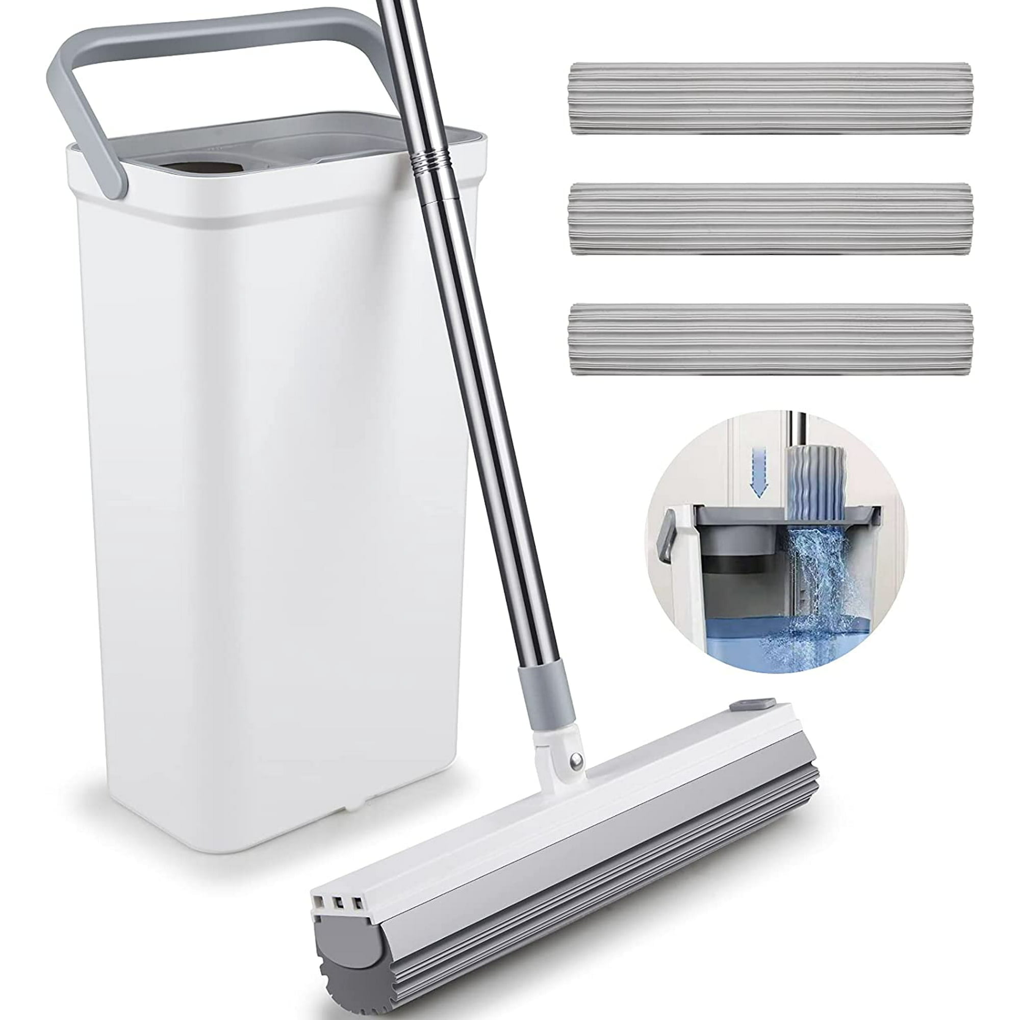 APODESS Sponge Mop and Bucket Set with Wringer - Floor Wet Mop with 3 ...