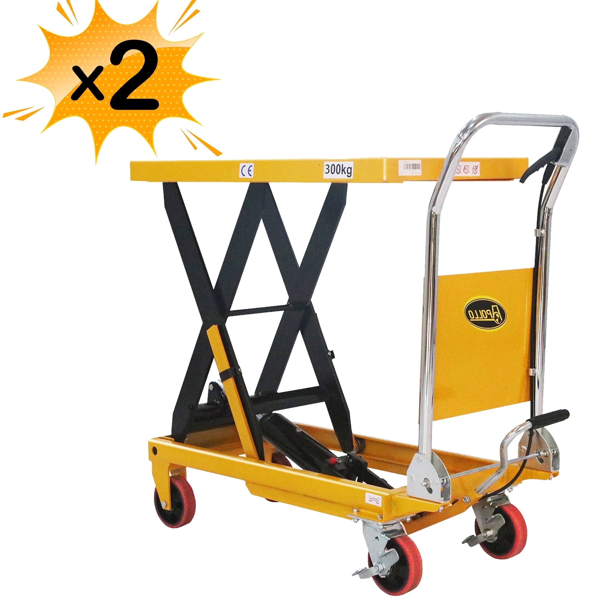 APOLLOLIFT 2PC Single Scissor Lift Table Cart with Foot Pump 660lb 35.4 ...