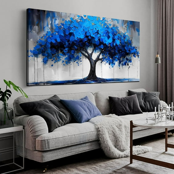 APOSTY Blue Wall Art Large Tree of Life Wall Art for Livg Room Bedroom ...