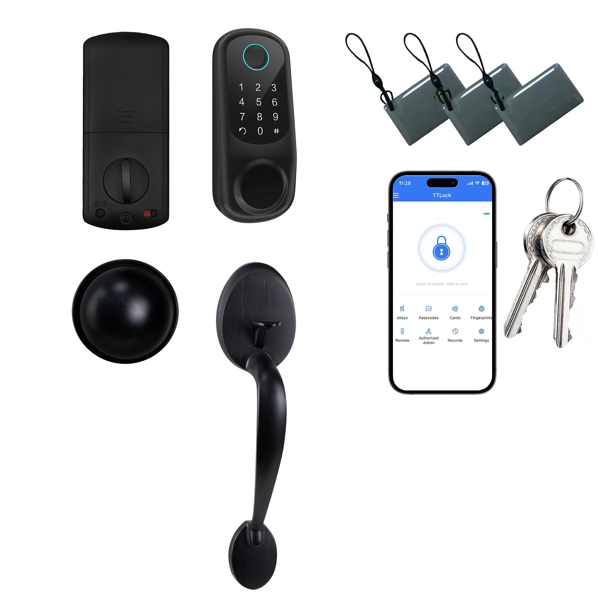 APP Control Front Door Lock Set, Heavy Duty Fingerprint Door Lock ...