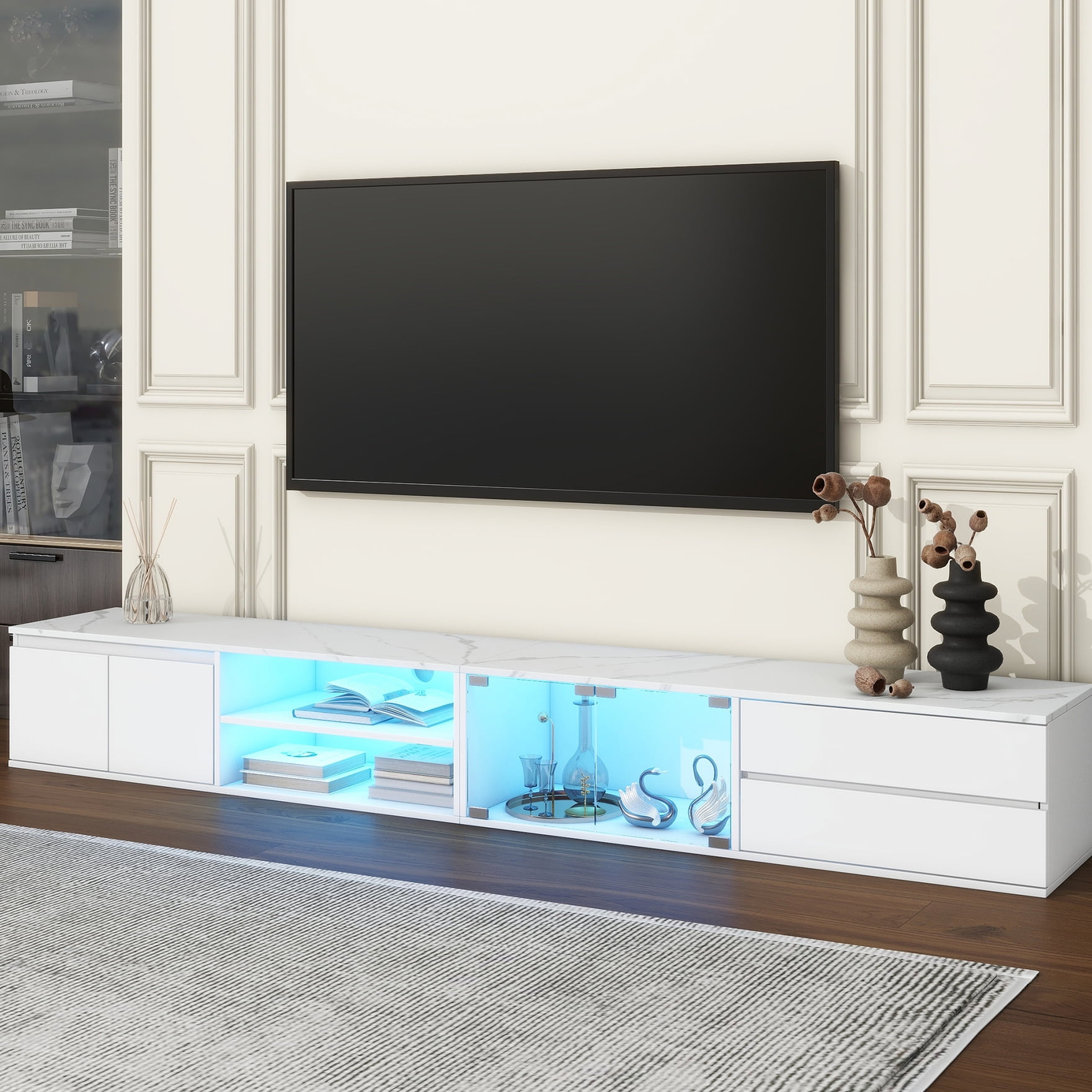 APP-Operated TV Stand | Change LED Color for Different Moods | Faux ...