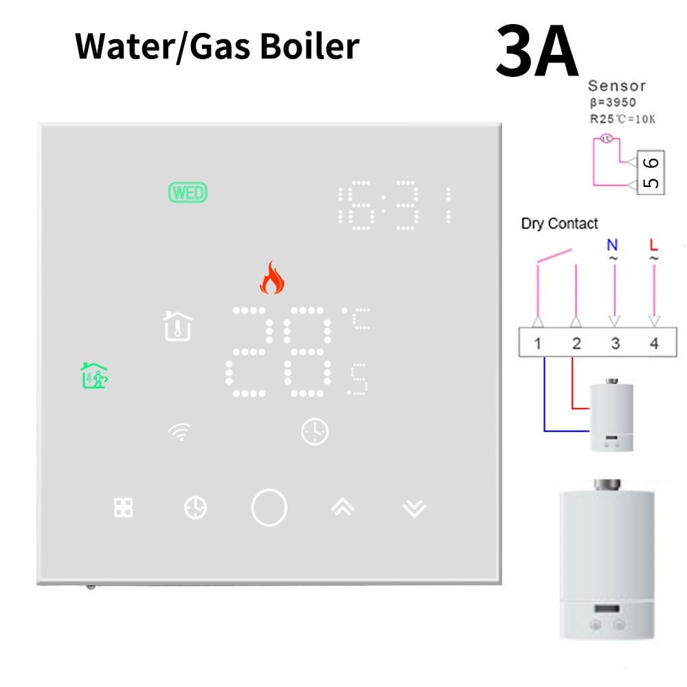 APP WiFi Smart Thermostat, Electric Floor Heating/ Water/Gas Boiler ...