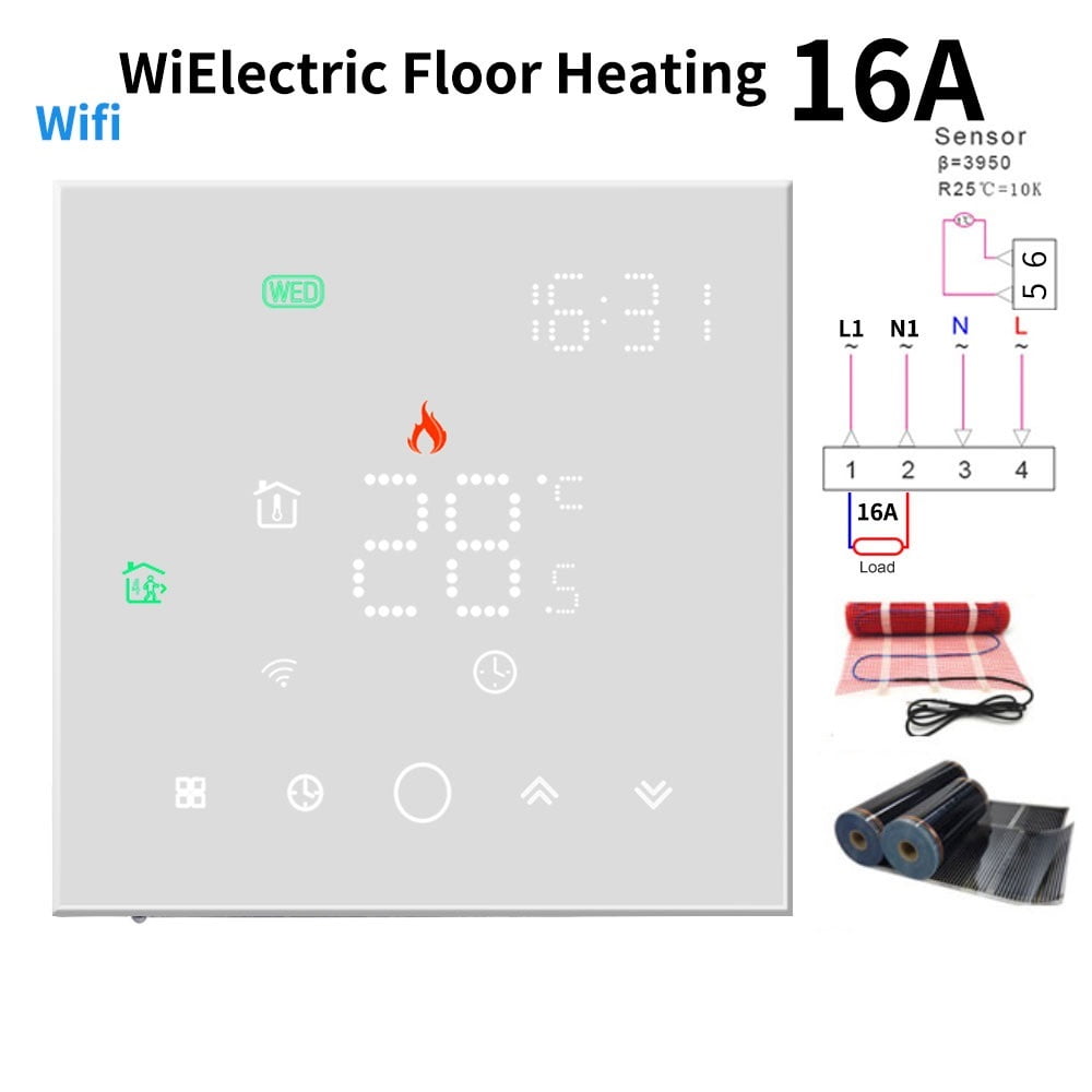 APP WiFi Smart Thermostat, Electric Floor Heating/ Water/Gas Boiler ...