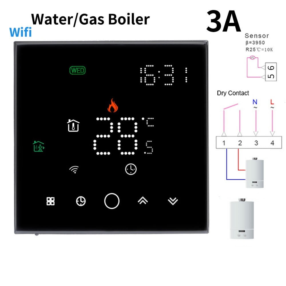 APP WiFi Smart Thermostat, Electric Floor Heating/ Water/Gas Boiler ...