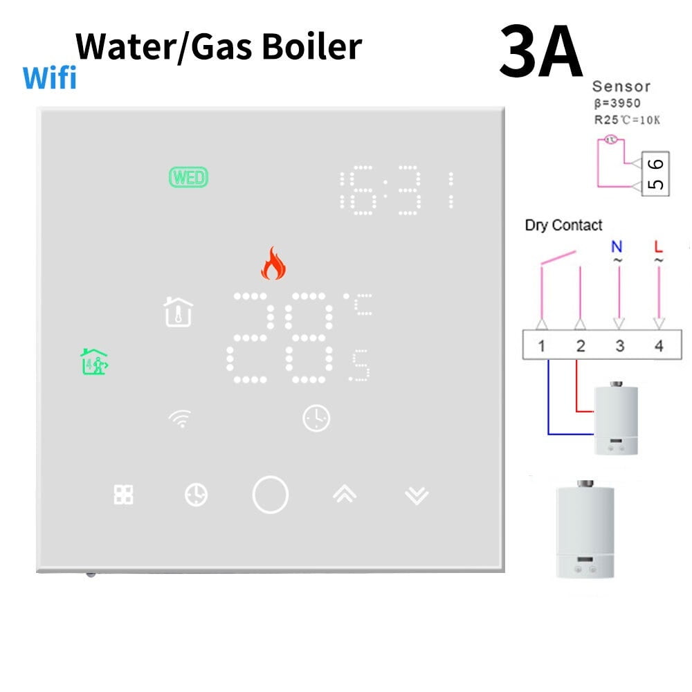 APP WiFi Smart Thermostat, Electric Floor Heating/ Water/Gas Boiler ...