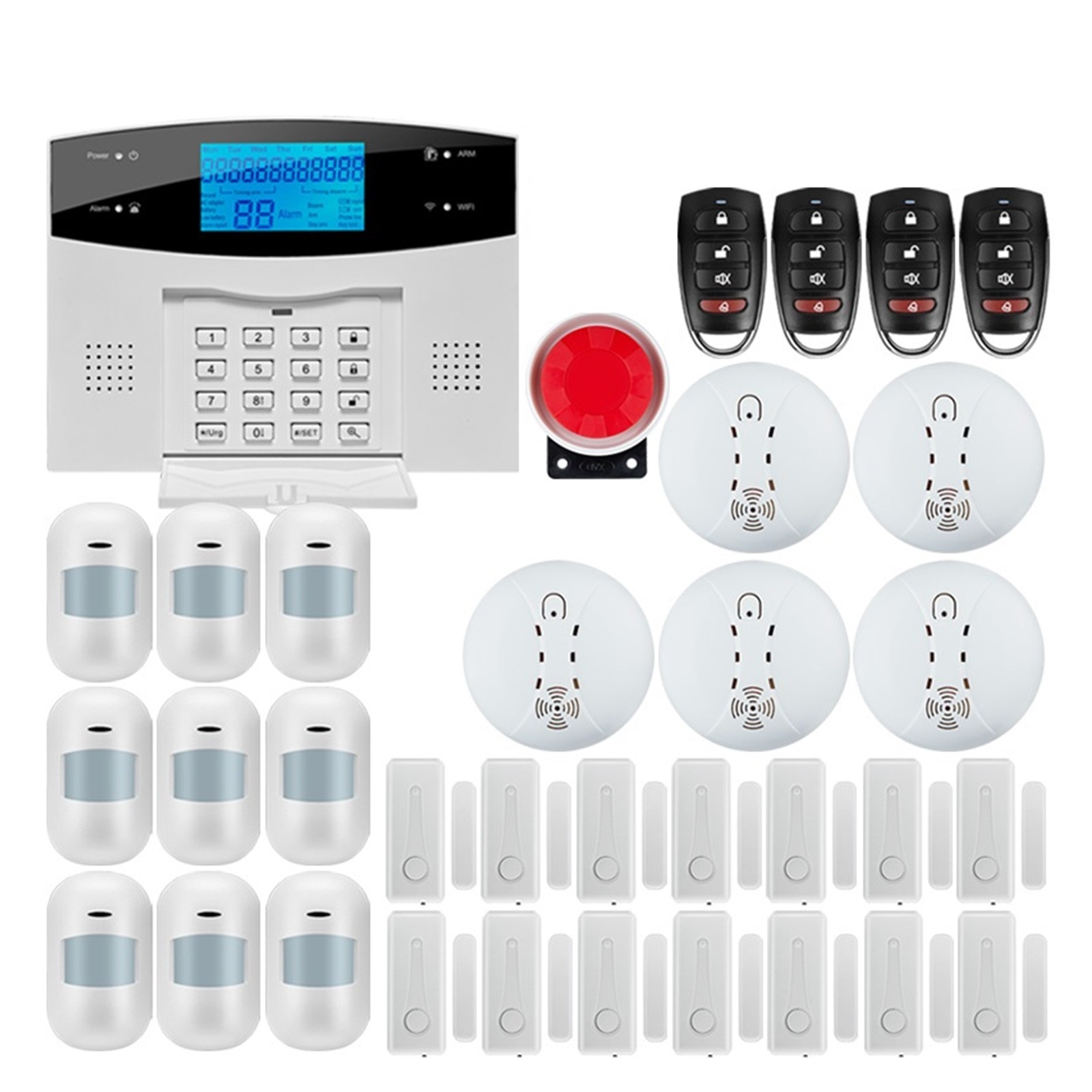 APP Wired Wireless Home Security Tuya WIFI PSTN GSM Alarm System Intercom Remote Control ...