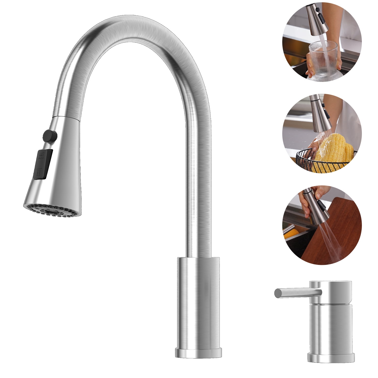 APPASO Stainless Steel Brushed Nickel Kitchen Faucet - Walmart.com