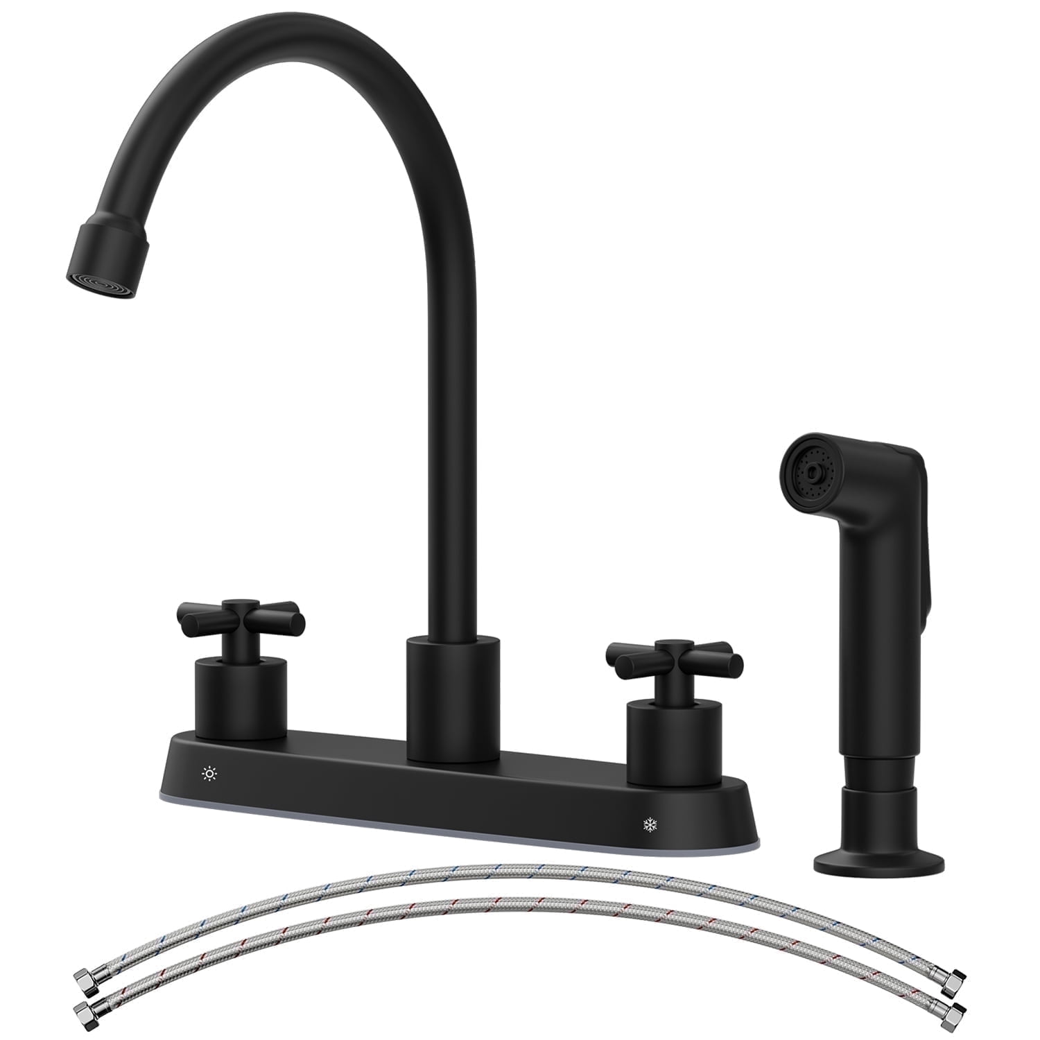 APPASO Kitchen Faucet with Side Sprayer, 2 Handle Kitchen Faucet with ...