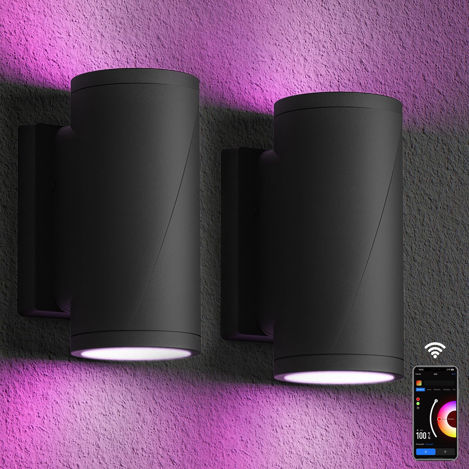 APPECK Outdoor Wall Lights, 30W RGBCW LED Up Down Outdoor Wall Lights ...