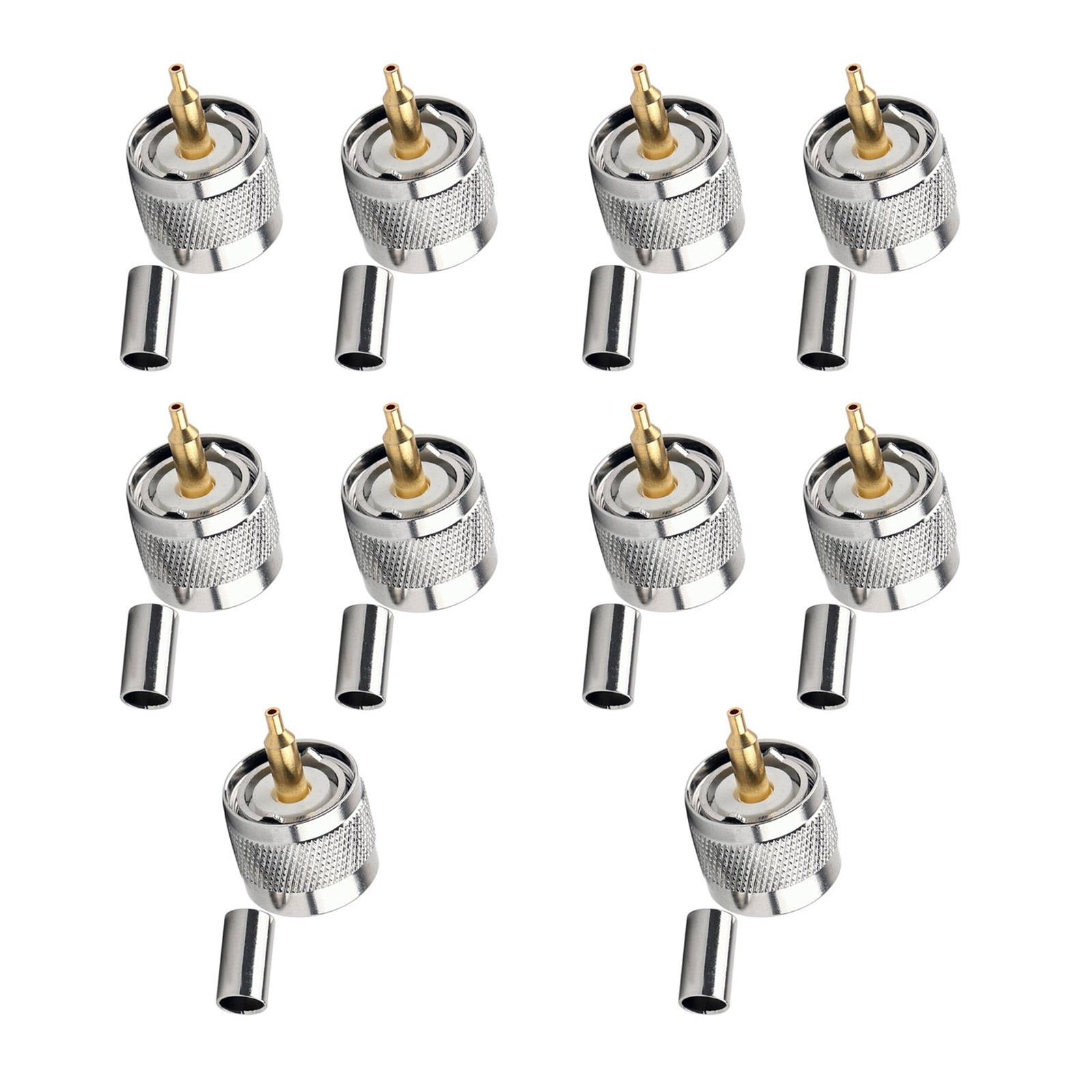 APPLAYERR 10 Pack PL259 Crimp Connectors UHF Male for RG58 RG142 LMR195 ...