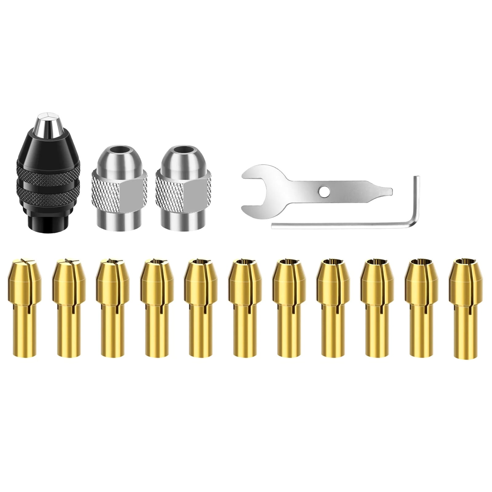 APPLAYERR 16 Piece Drill Chuck Collet Set for Dremel Rotary Tools Metal Brass 0.5-3.2mm 1/32 to ...
