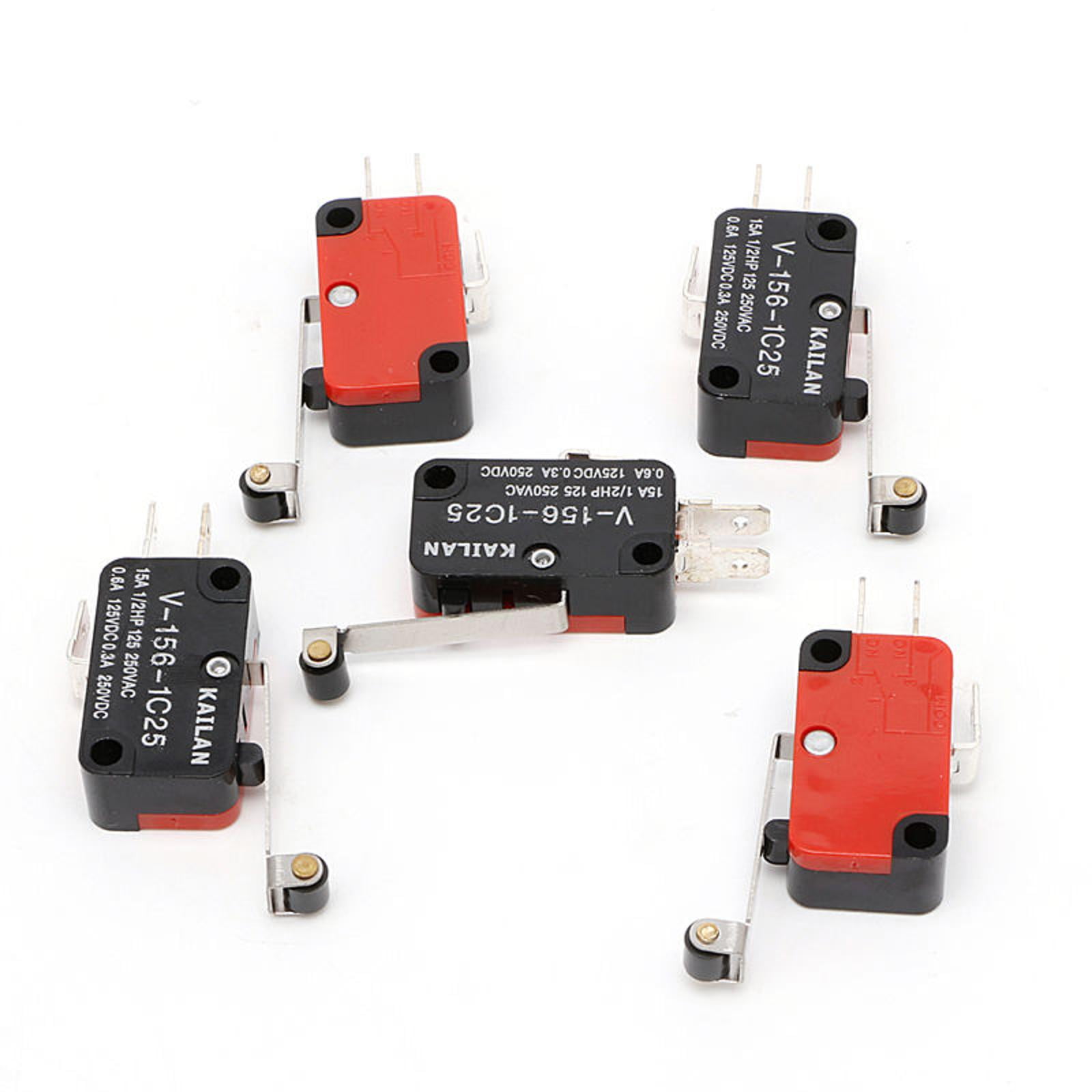 APPLAYERR 5x Metal & Plastic Micro Limit Switches Red & Black for 15A ...