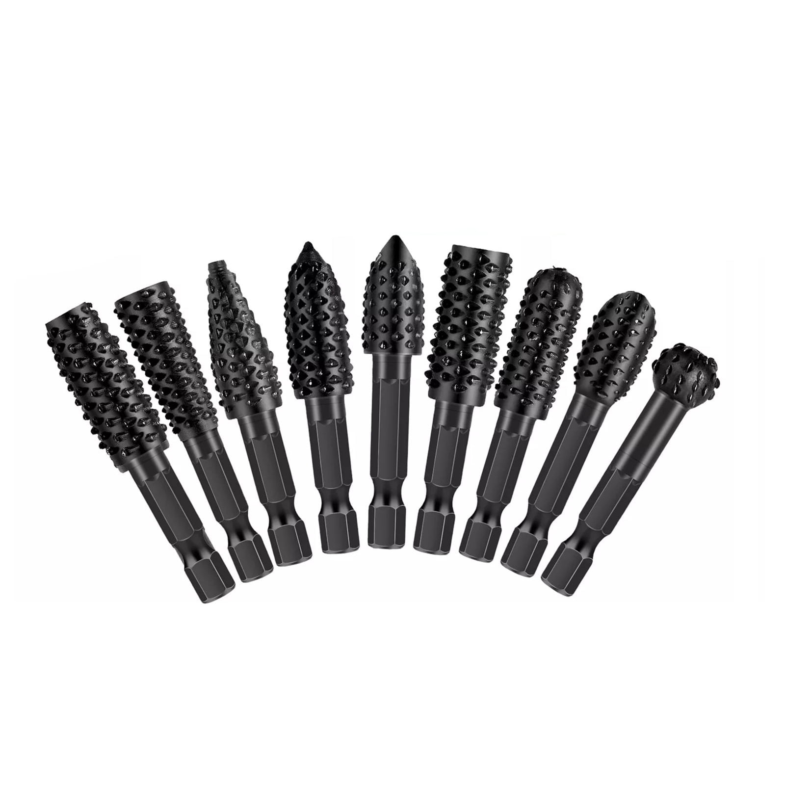 APPLAYERR Black Rotary Burr Set 10 Shapes 1/4 Hex Shank For Wood ...