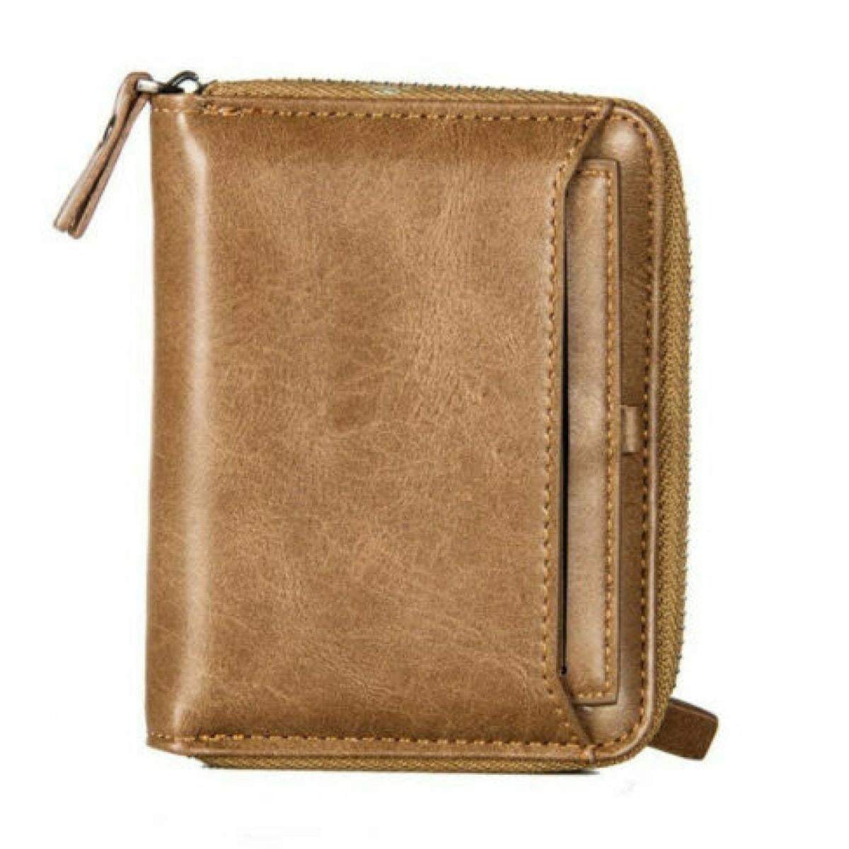 APPLAYERR Leather Wallet 129.53cm Large Bill Slot Zipper Coin Pocket ...
