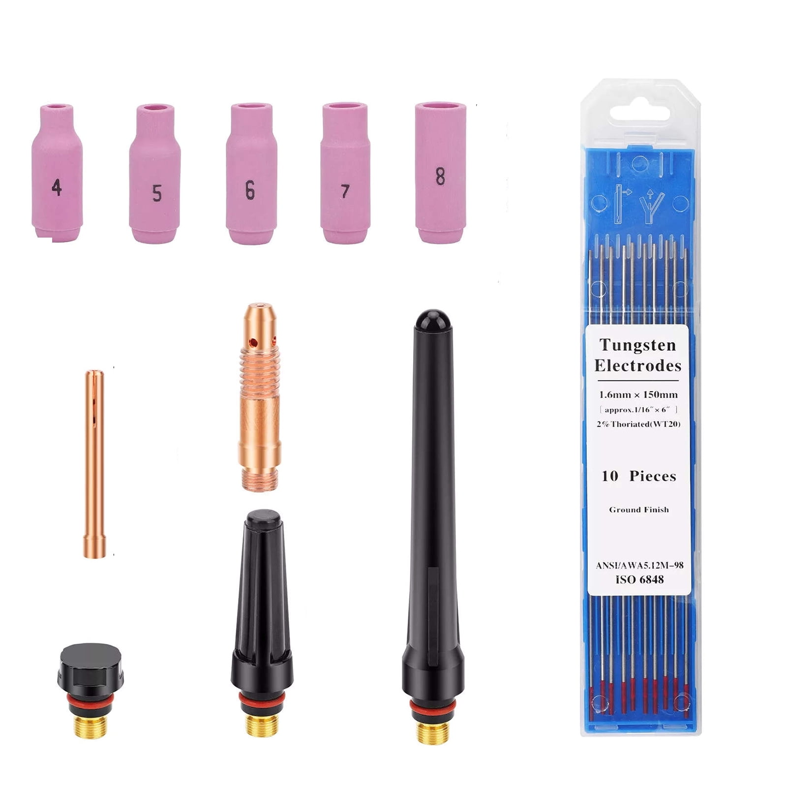 APPLAYERR TIG Welding Torch Gas Lens Kit 48pcs Alumina Nozzles Collets ...